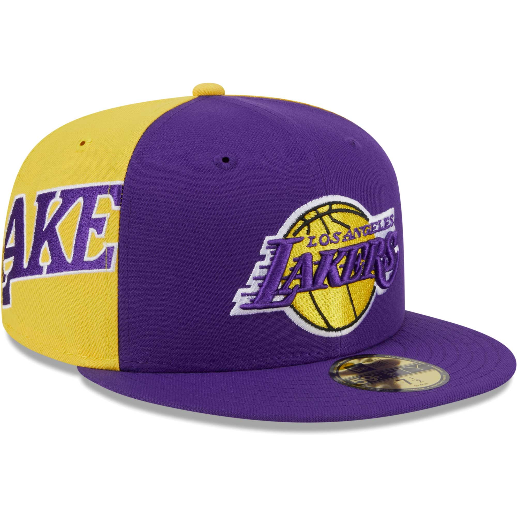 Men's New Era Purple/Gold Los Angeles Lakers Gameday Wordmark 59FIFTY ...