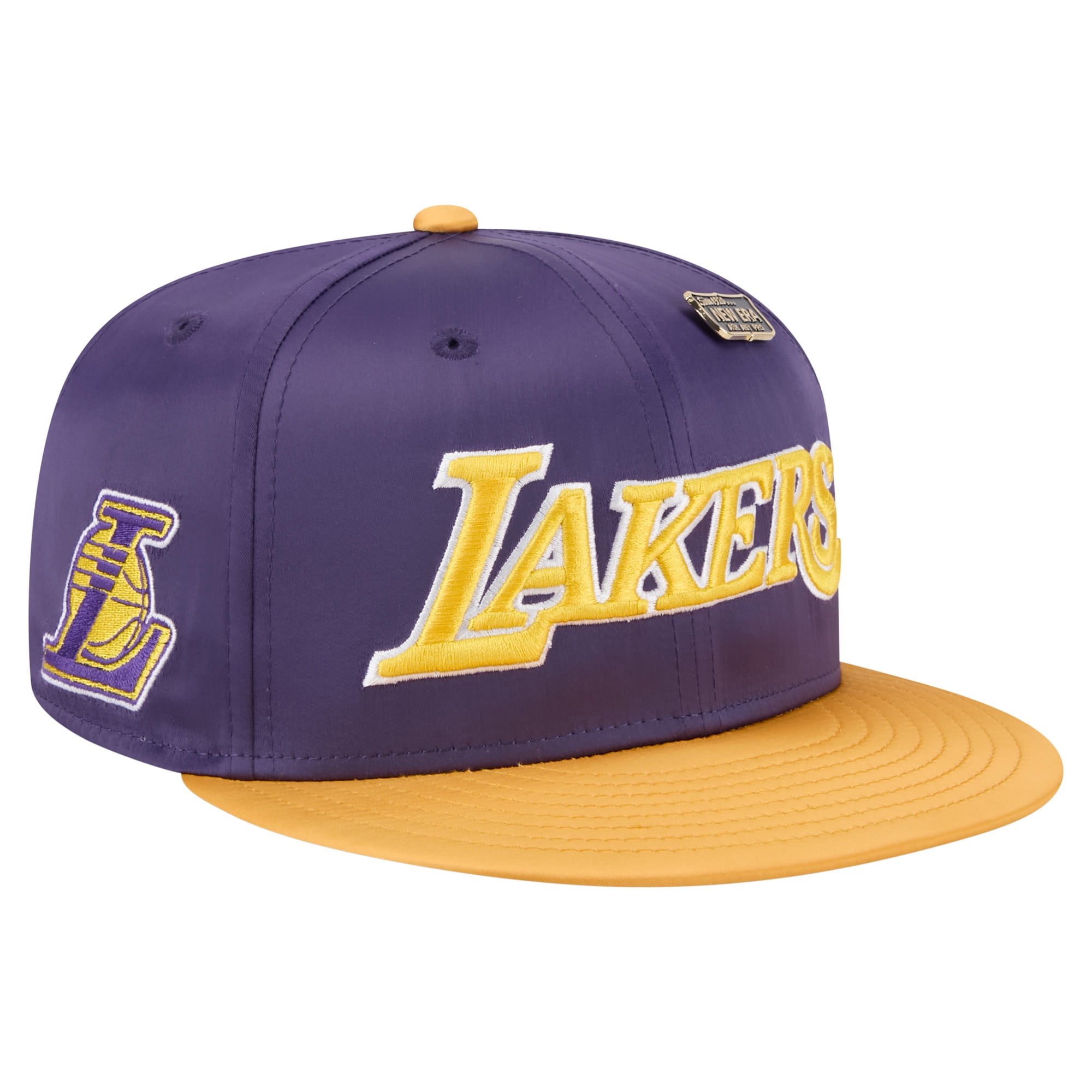 Men's-New Era Purple/Gold Los Angeles Lakers Throwback Satin Vintage ...