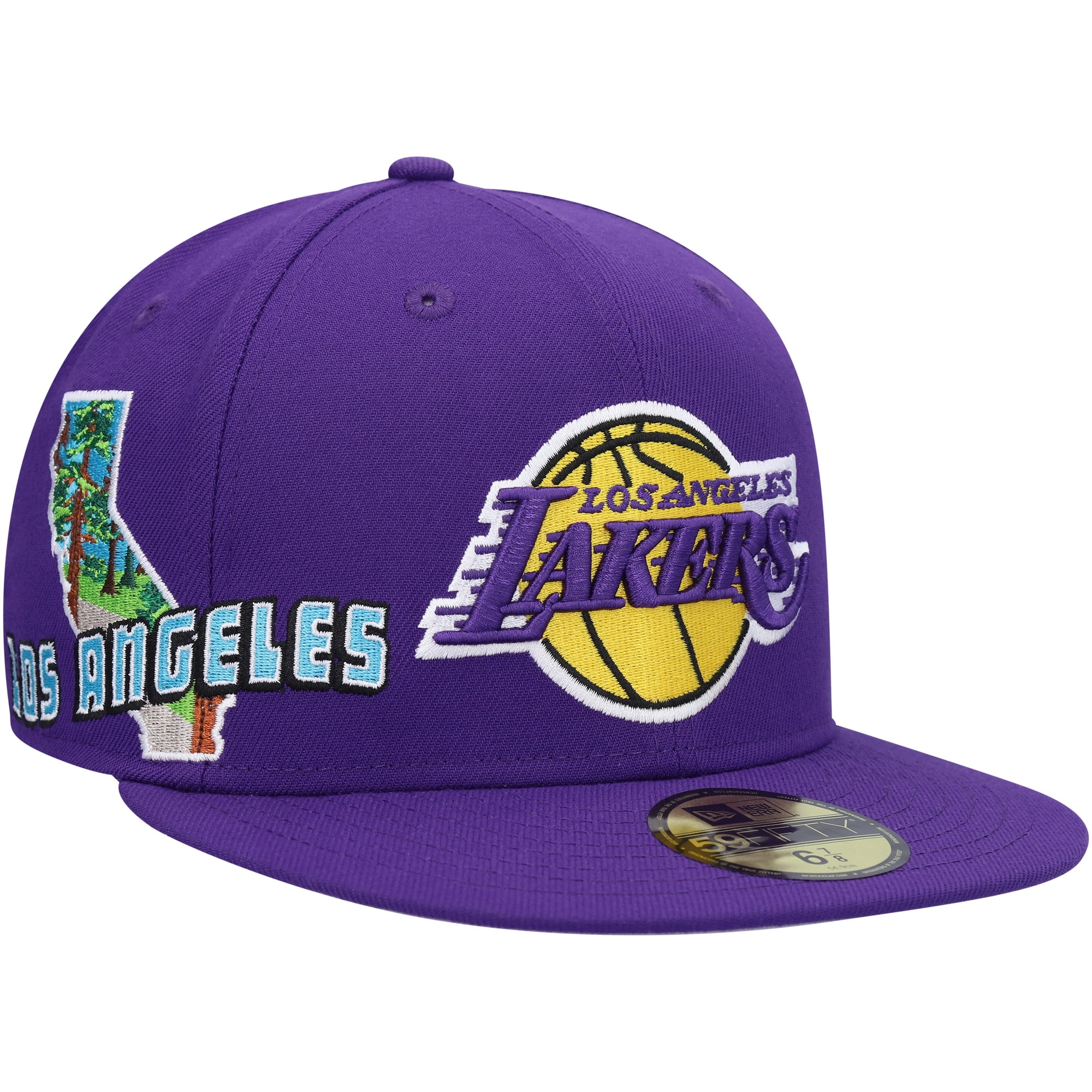 Men's New Era Purple Los Angeles Lakers Stateview 59FIFTY Fitted Hat ...
