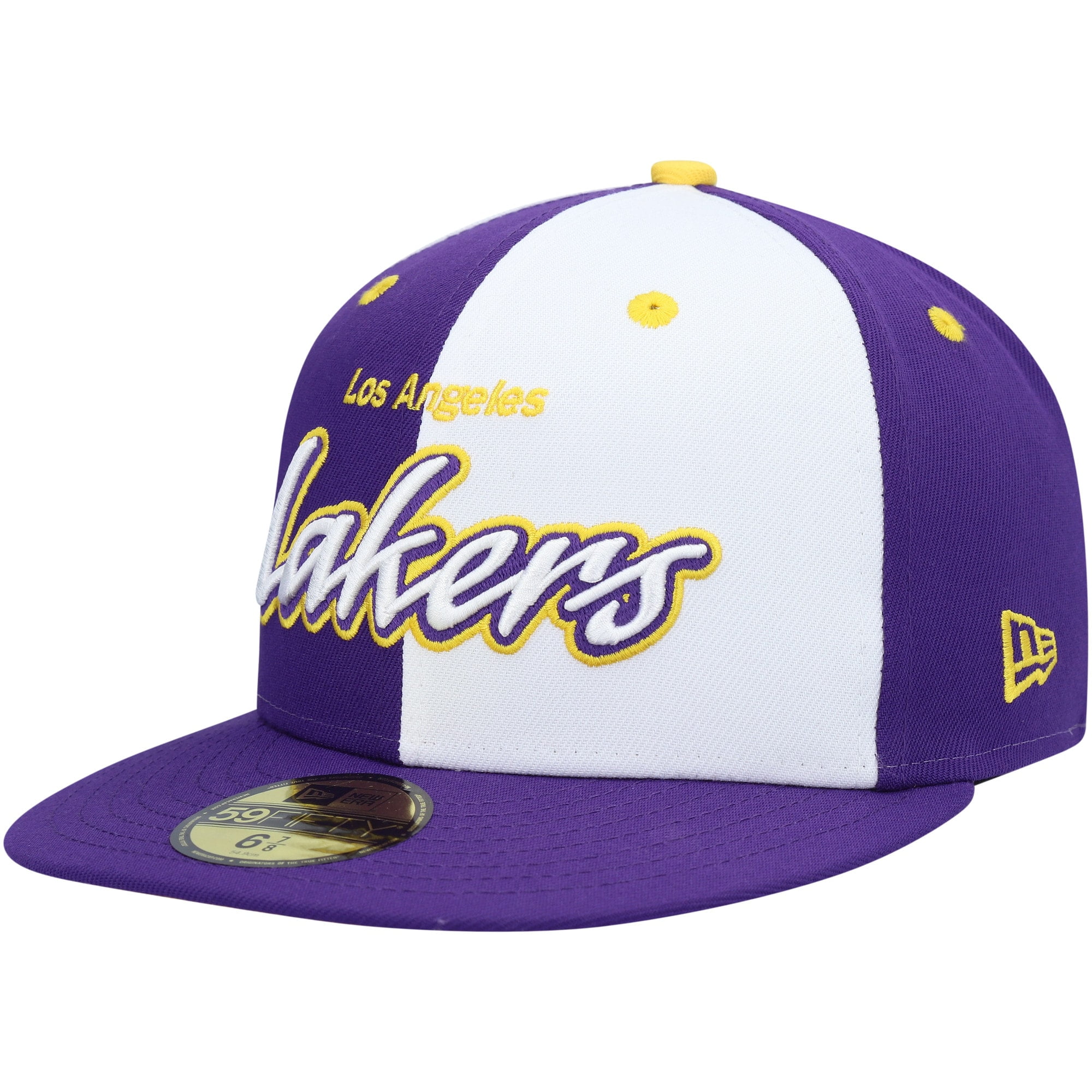 Men's New Era Purple/White Los Angeles Lakers Script Pinwheel 59FIFTY ...