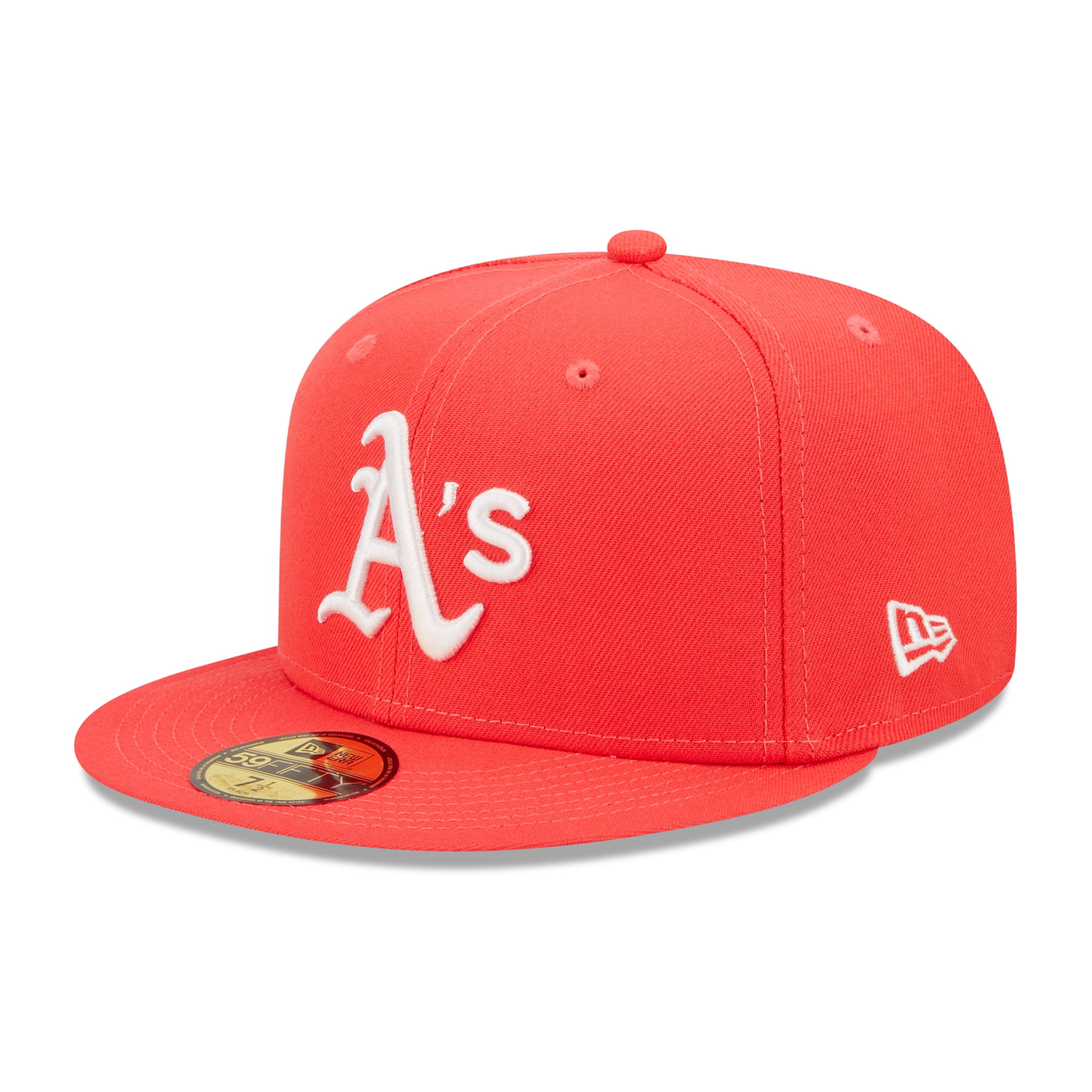 Men's New Era Red Athletics Lava Highlighter Logo 59FIFTY Fitted Hat ...