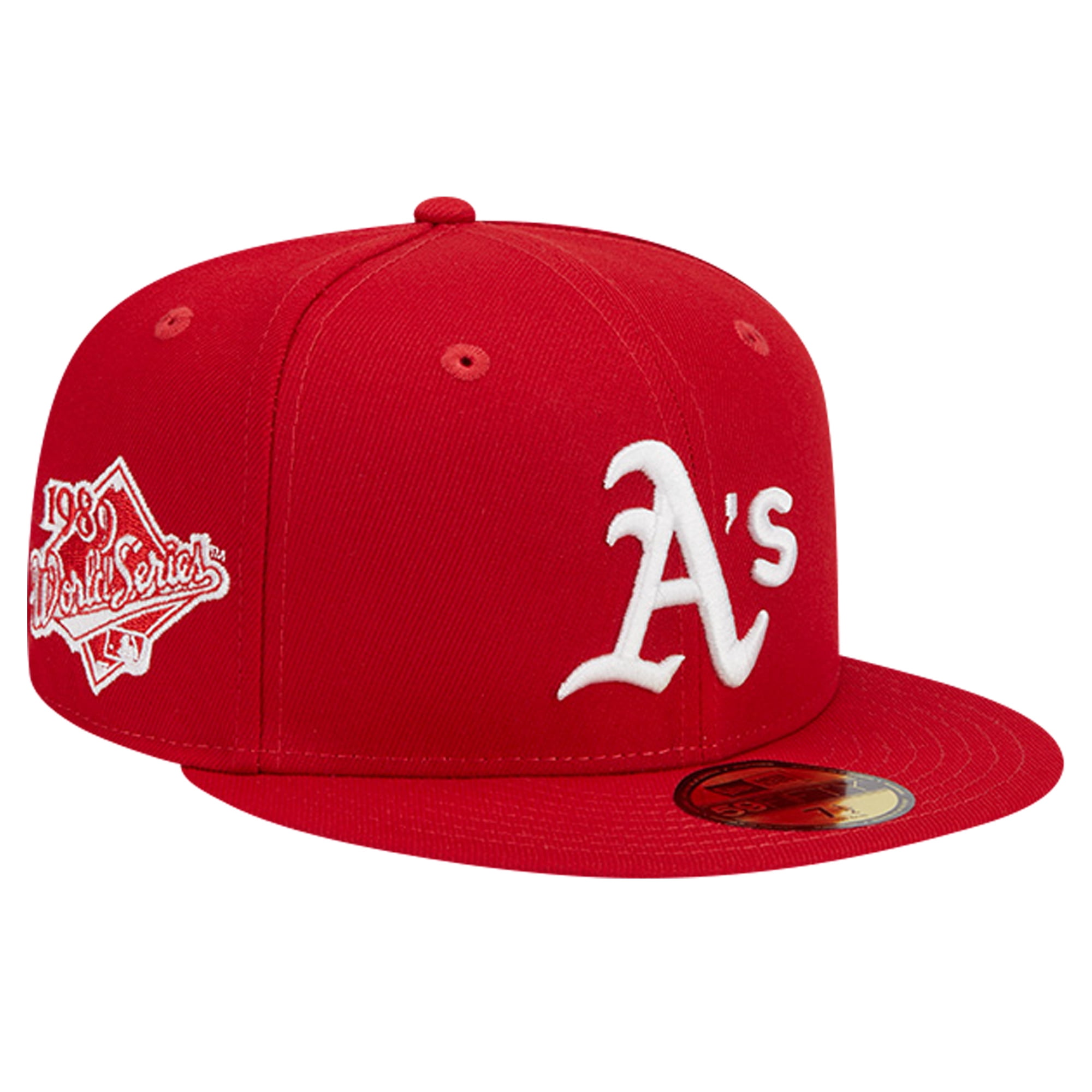 Men's New Era Red Athletics Logo 59FIFTY Fitted Hat - Walmart.com