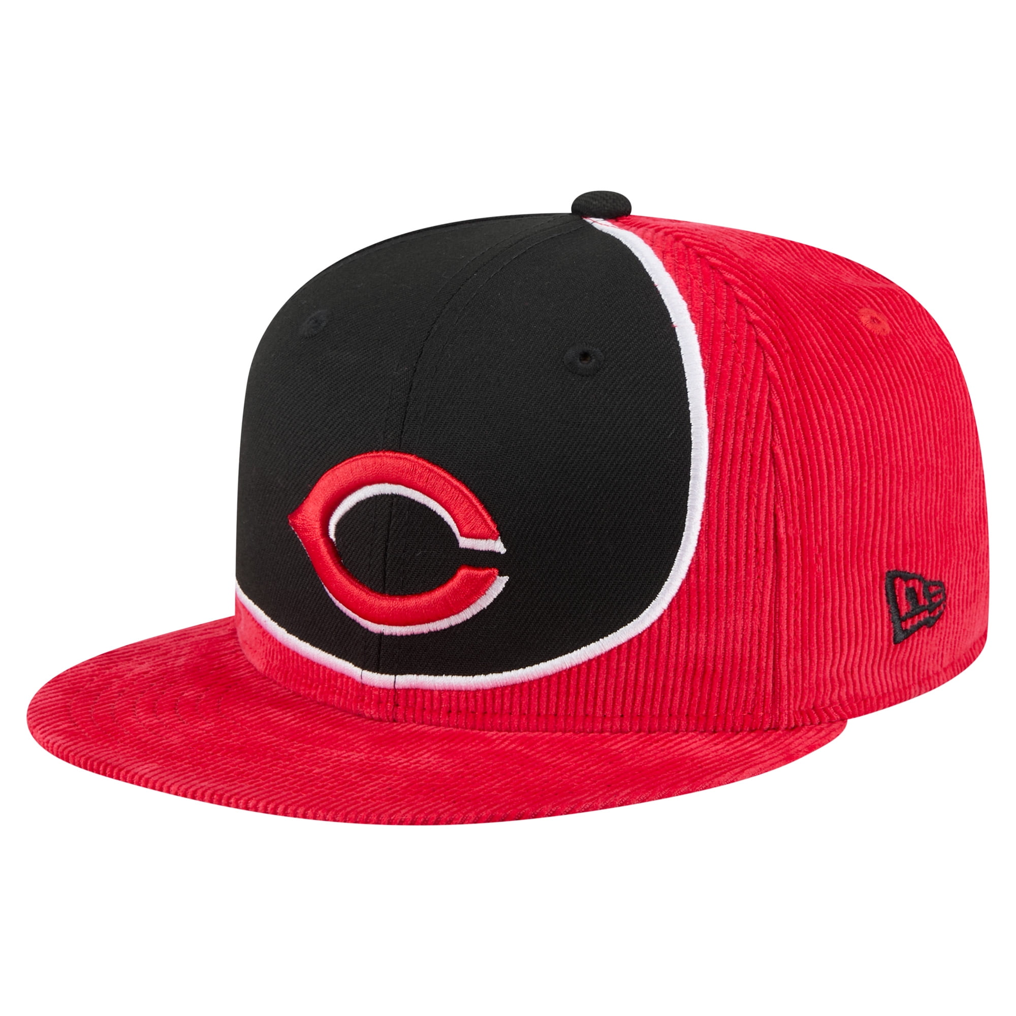 Men's New Era Red/Black Cincinnati Reds Retro Split Corduroy Snapback ...