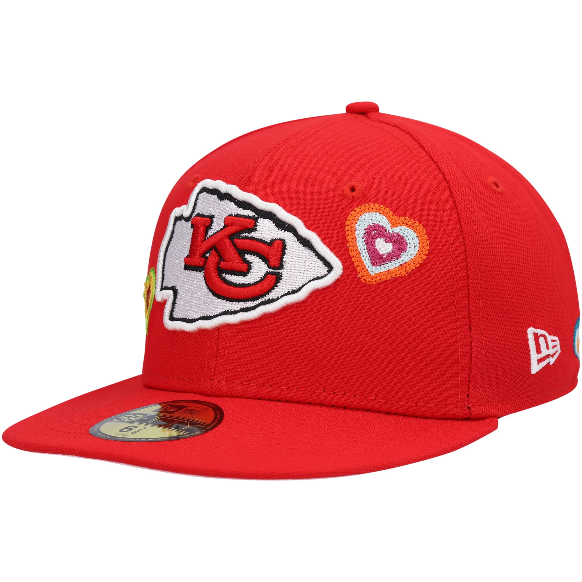 Men's New Era Red Kansas City Chiefs Chain Stitch Heart 59FIFTY Fitted ...