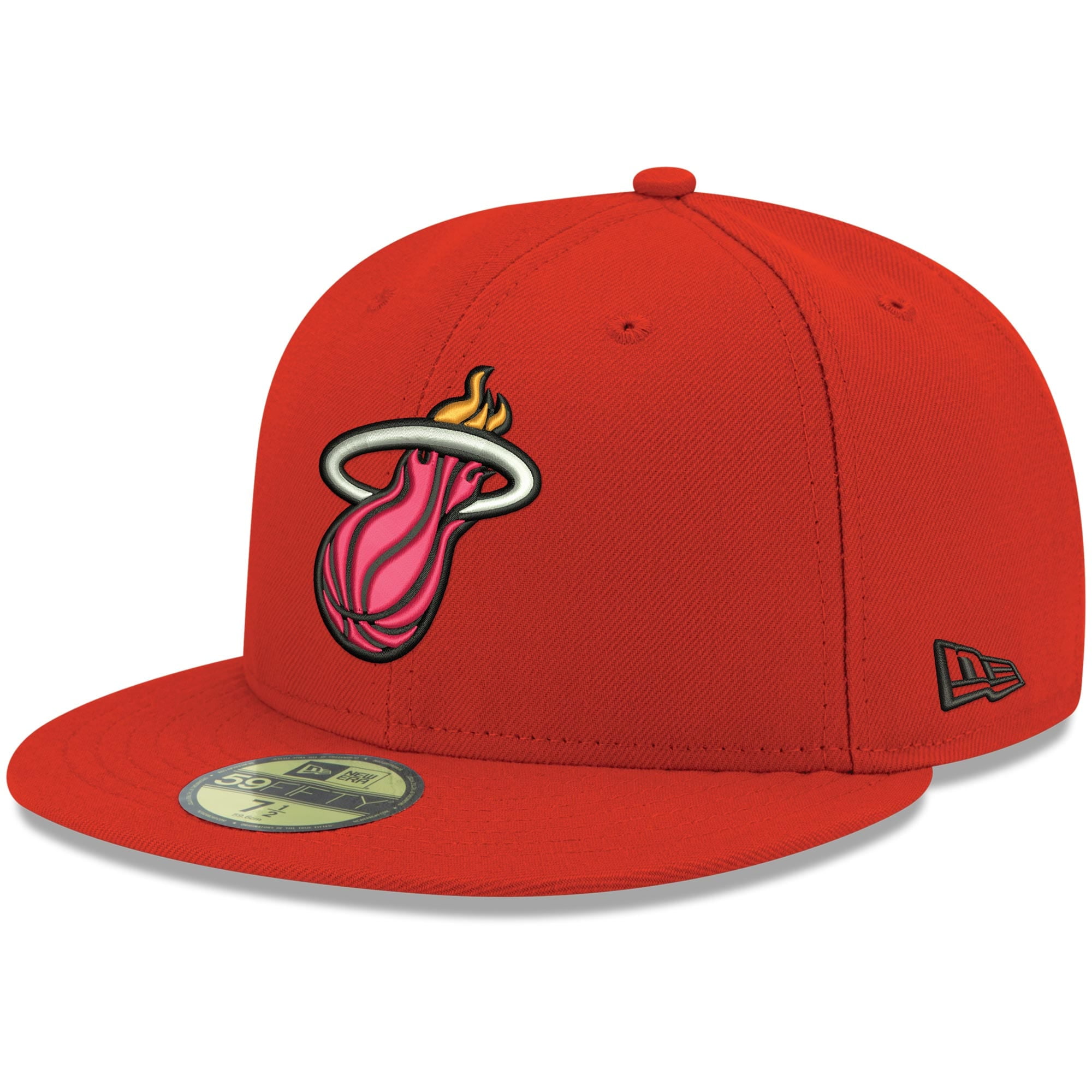 Men's New Era Red Miami Heat Official Team Color 59FIFTY Fitted Hat ...