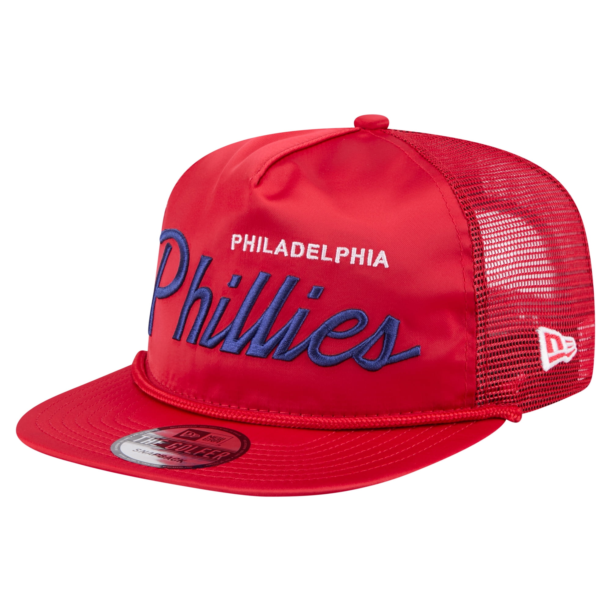 Men's New Era Red Philadelphia Phillies Retro Satin Script Golfer ...