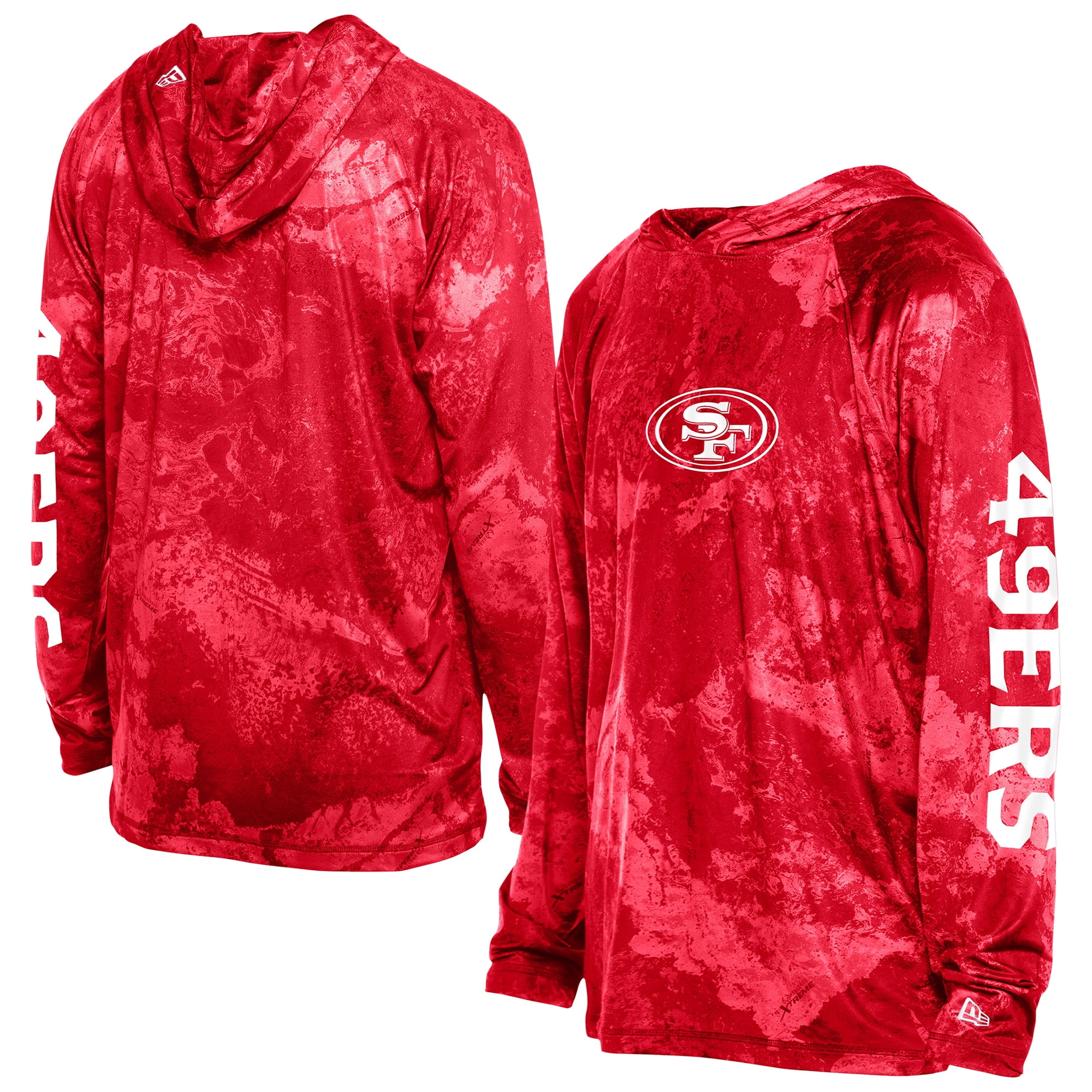 Men's-New Era Red San Francisco 49ers RealTree Xtreme Camo Raglan Long ...