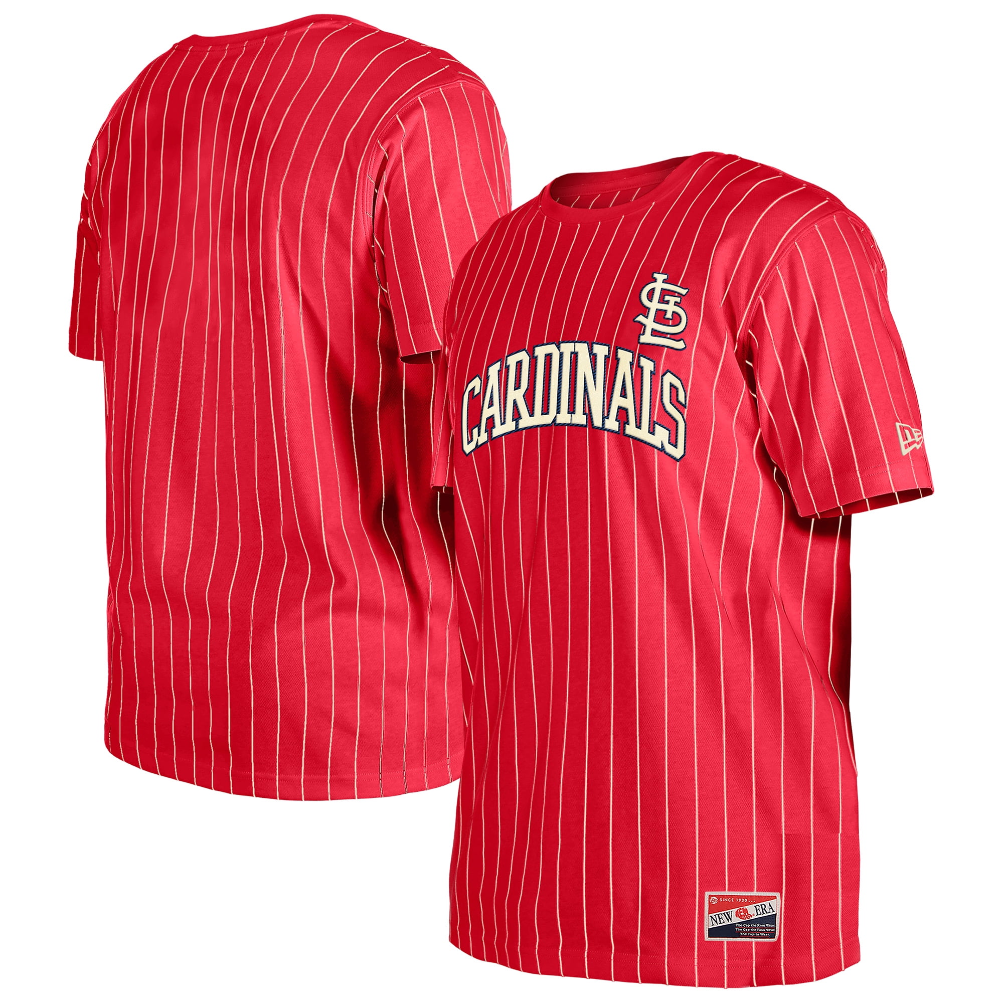 Men's New Era Red St. Louis Cardinals Throwback Pinstripe T-Shirt ...