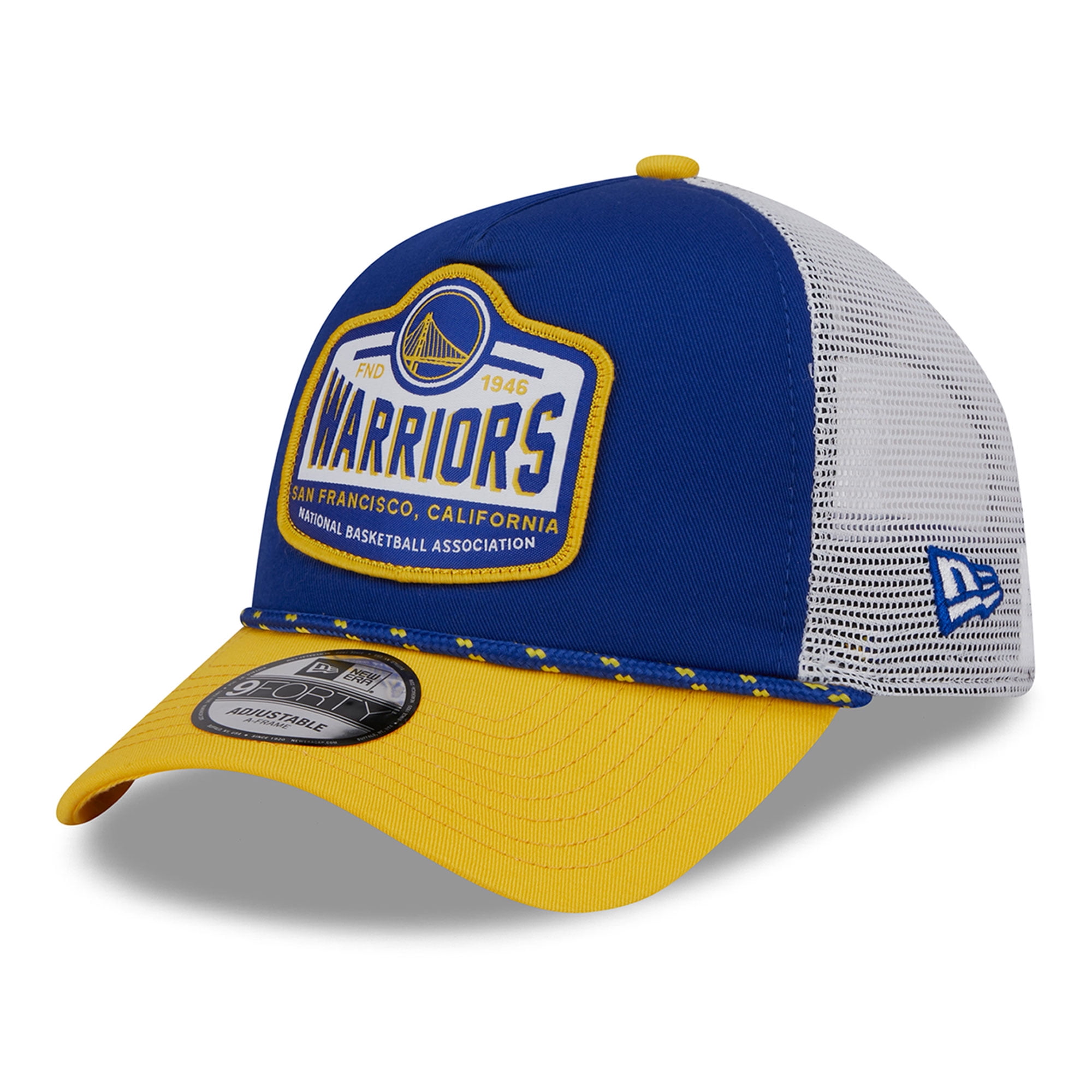 Men's New Era Royal/Gold Golden State Warriors A-Frame 9FORTY Trucker ...