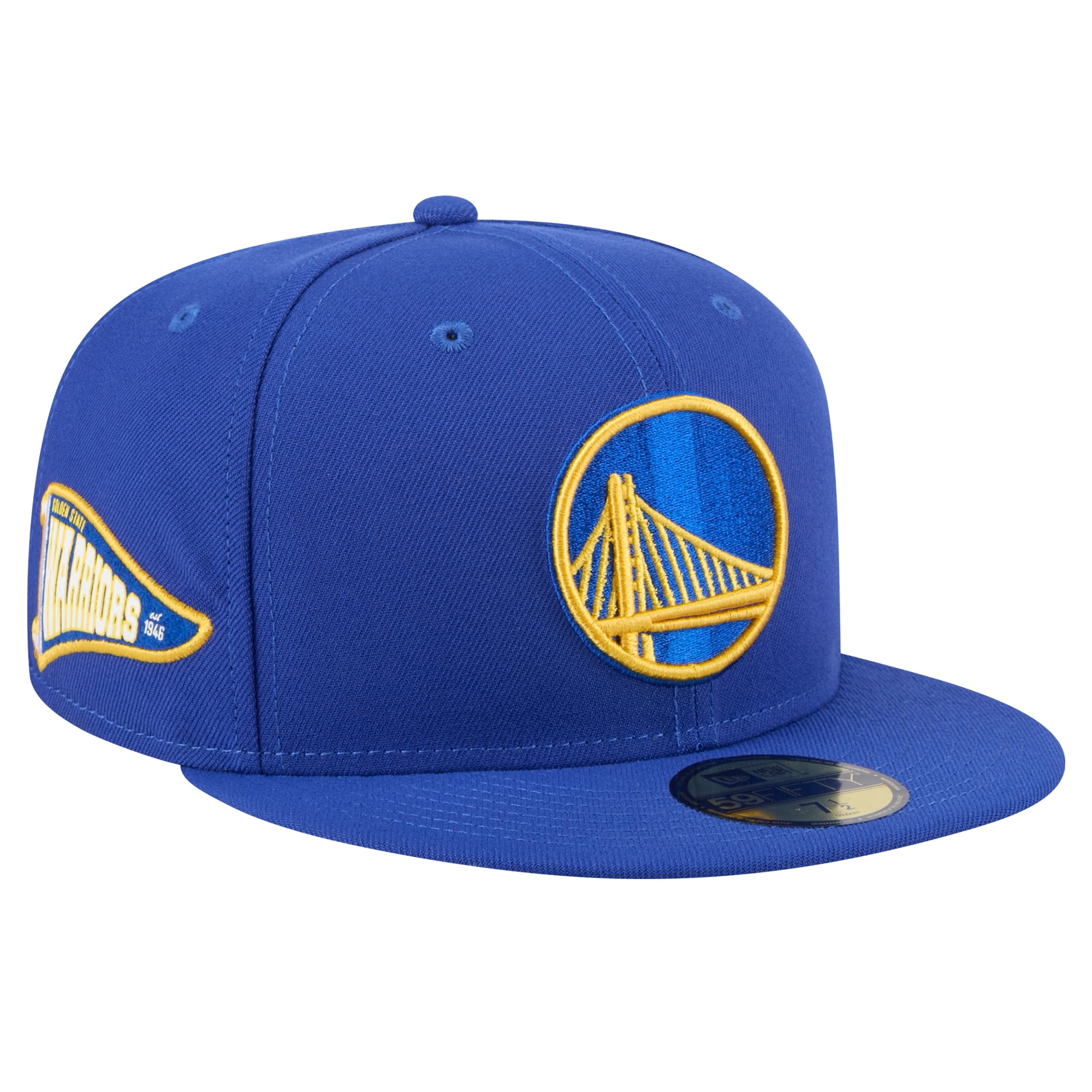 Men's New Era Royal Golden State Warriors Throwback Pennant 59FIFTY ...