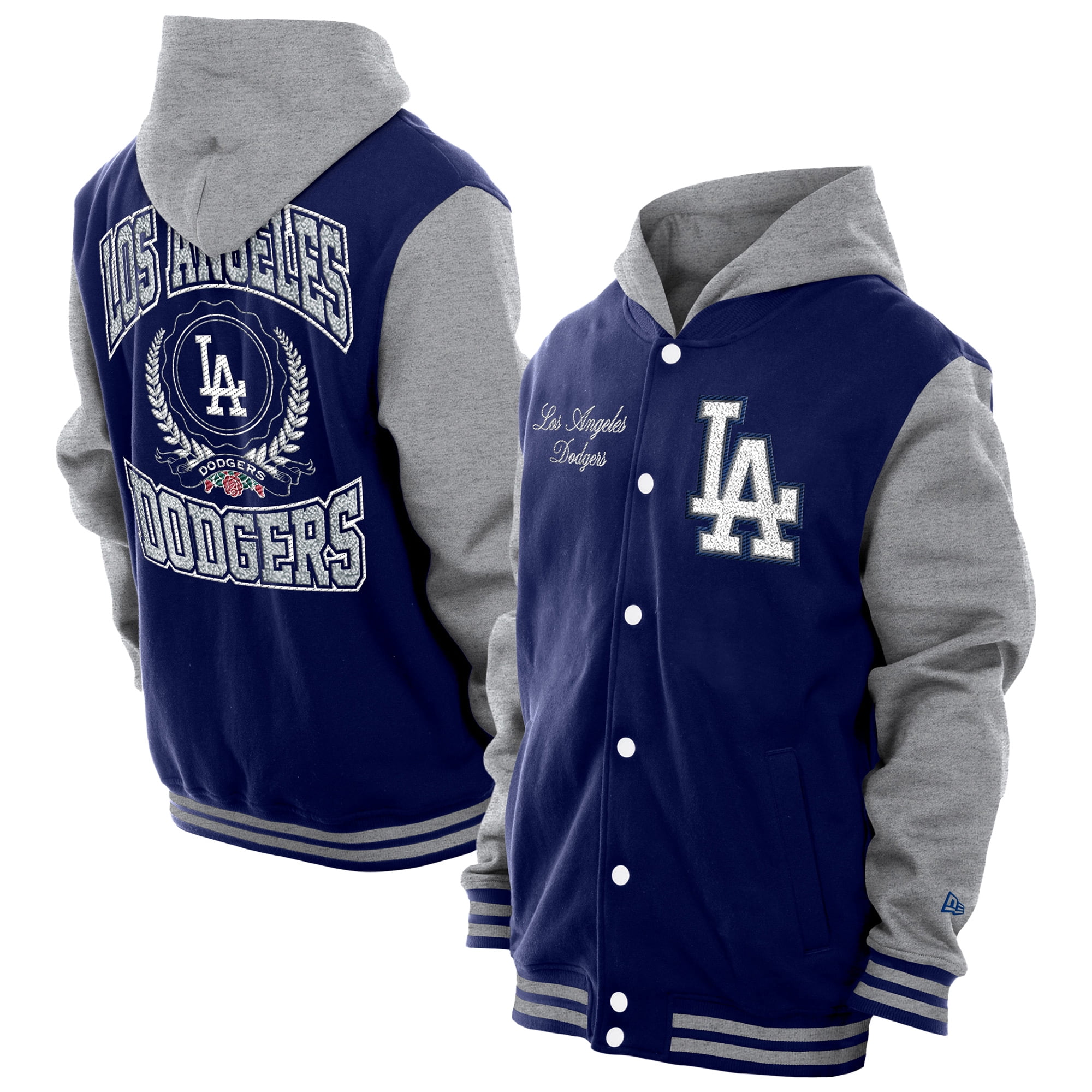 Men's New Era Royal Los Angeles Dodgers Throwback Prep Full-Snap Hoodie ...