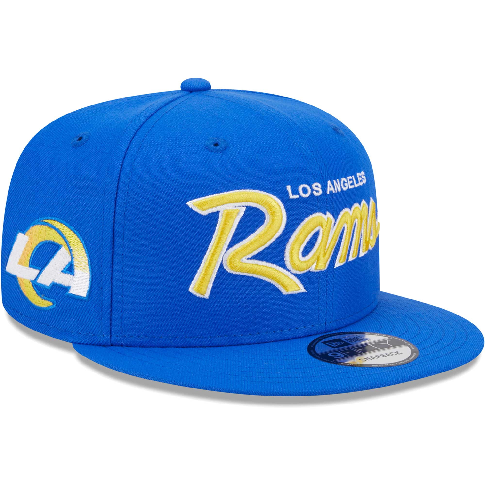 Men's New Era Royal Los Angeles Rams Main Script 9FIFTY Snapback Hat ...