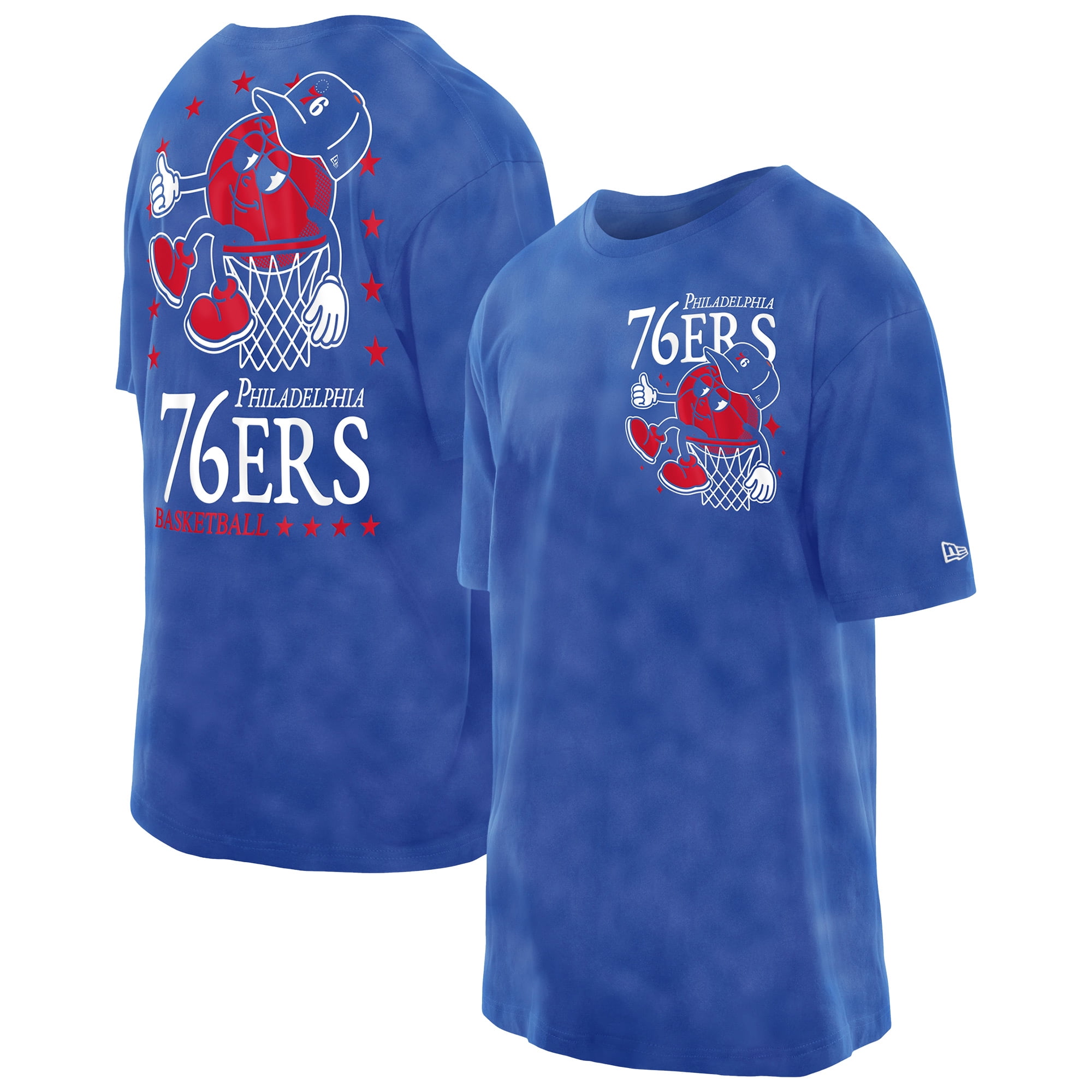 Men's New Era Royal Philadelphia 76ers Old School Sport Enzyme Wash Oversized T-Shirt - Walmart.com