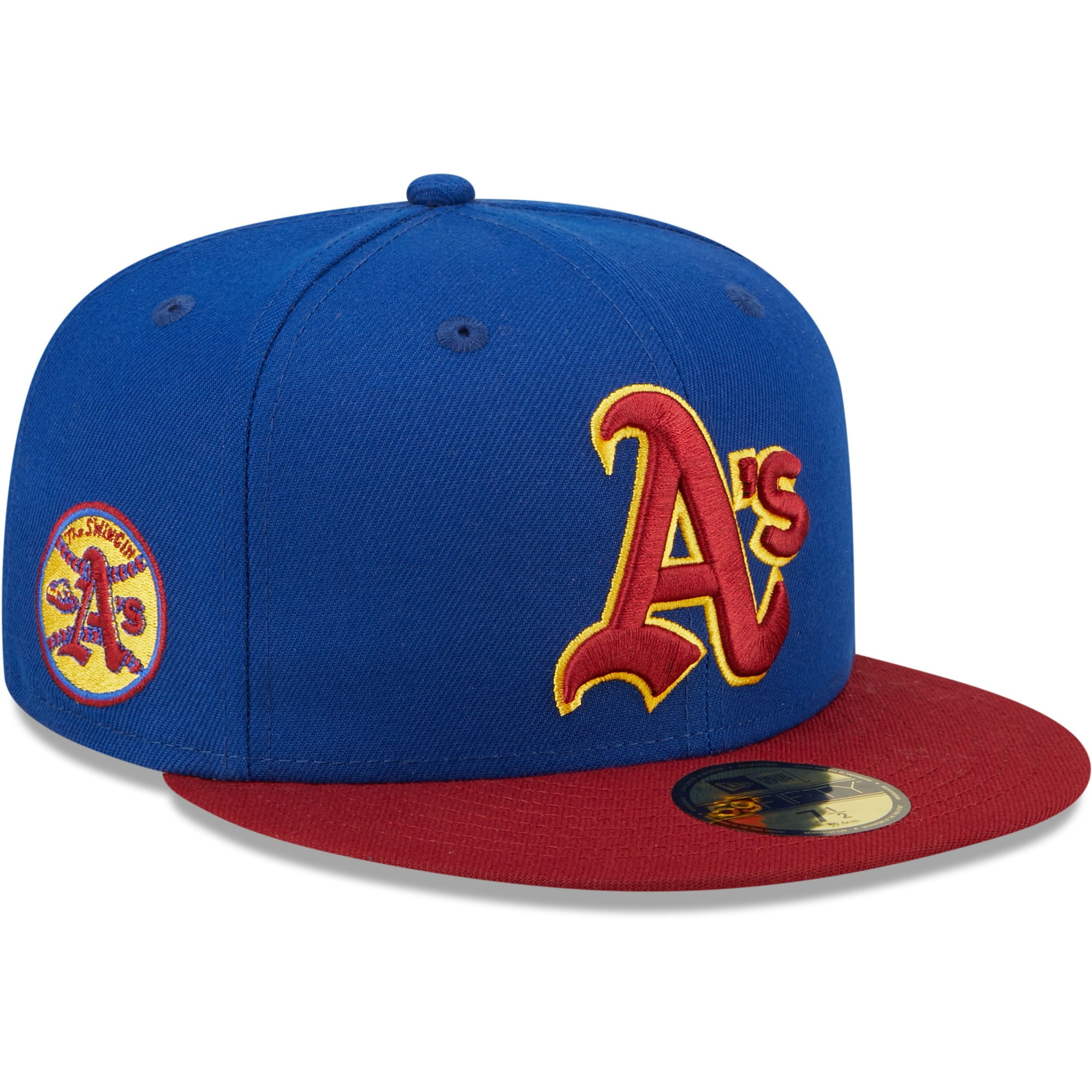 Men's New Era Royal/Red Athletics Throwback Logo Primary Jewel Gold ...