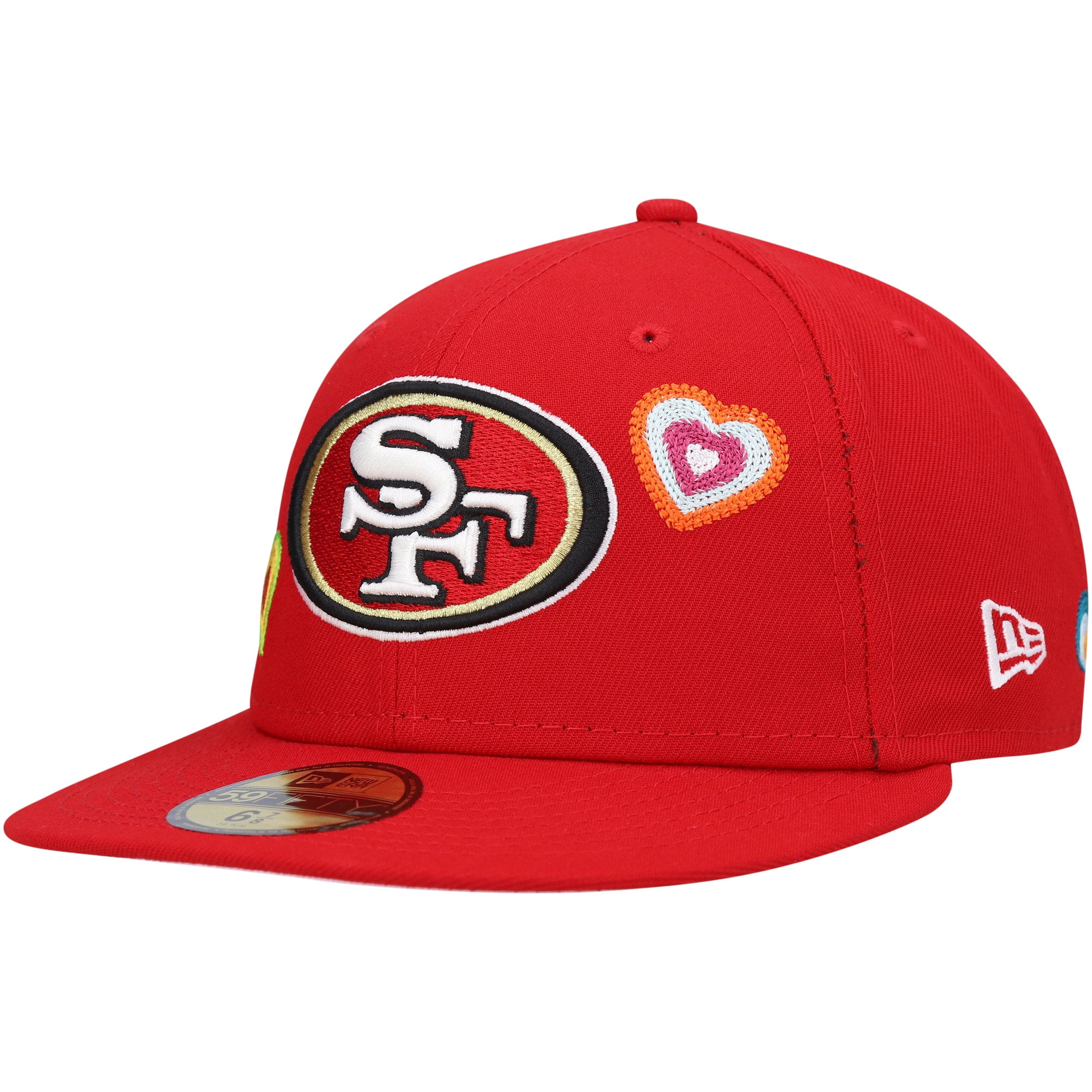 Men's New Era Scarlet San Francisco 49ers Chain Stitch Heart 59FIFTY ...