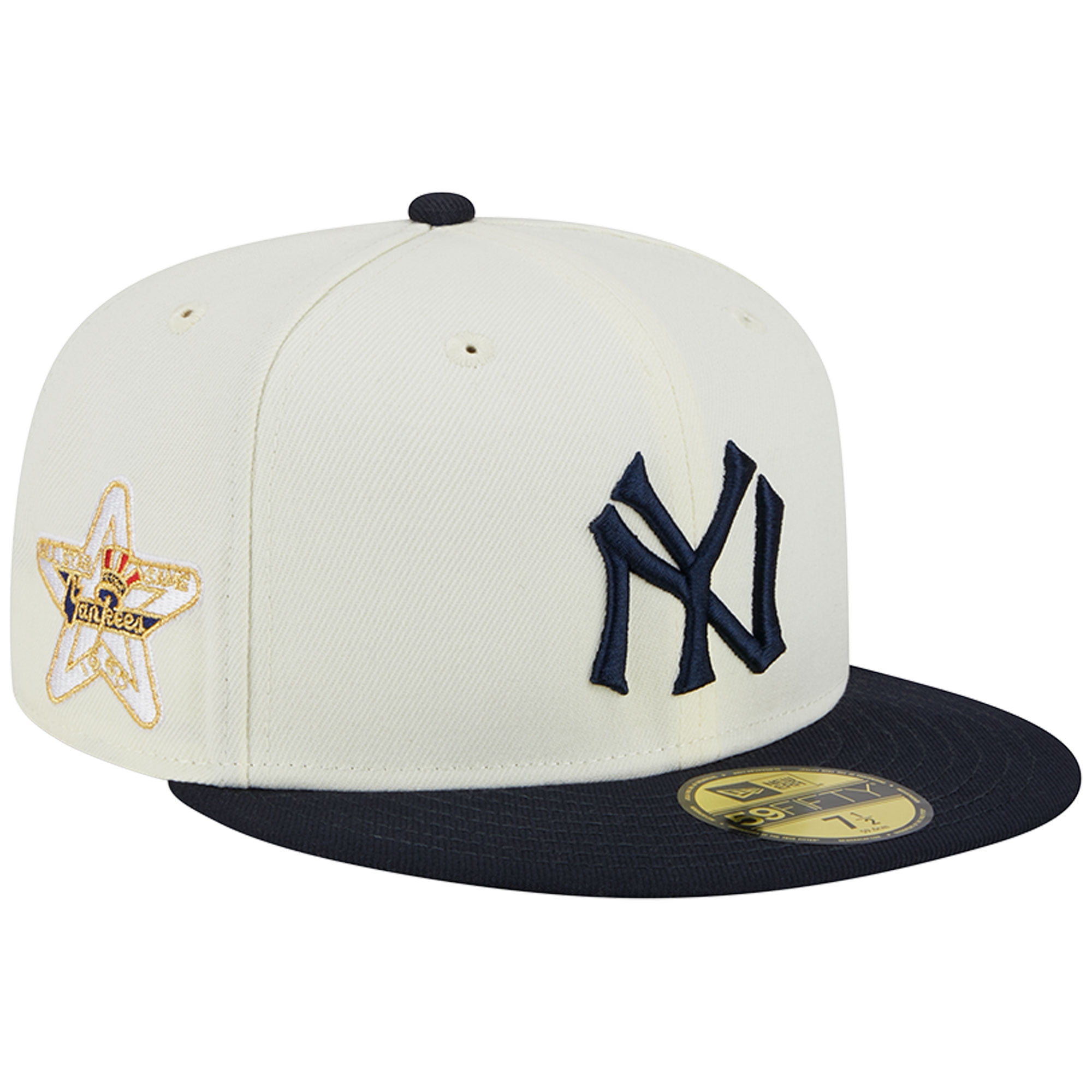 Men's New Era Stone/Navy New York Yankees Retro 59FIFTY Fitted Hat ...