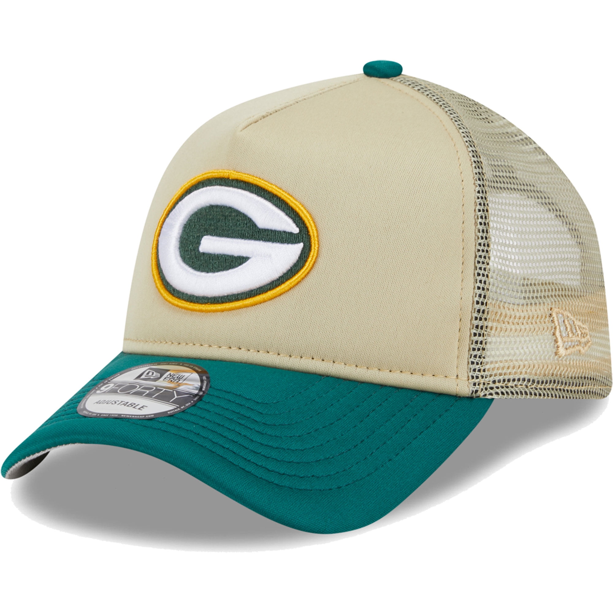 Men's New Era Tan/Green Green Bay Packers All Day A-Frame Trucker ...
