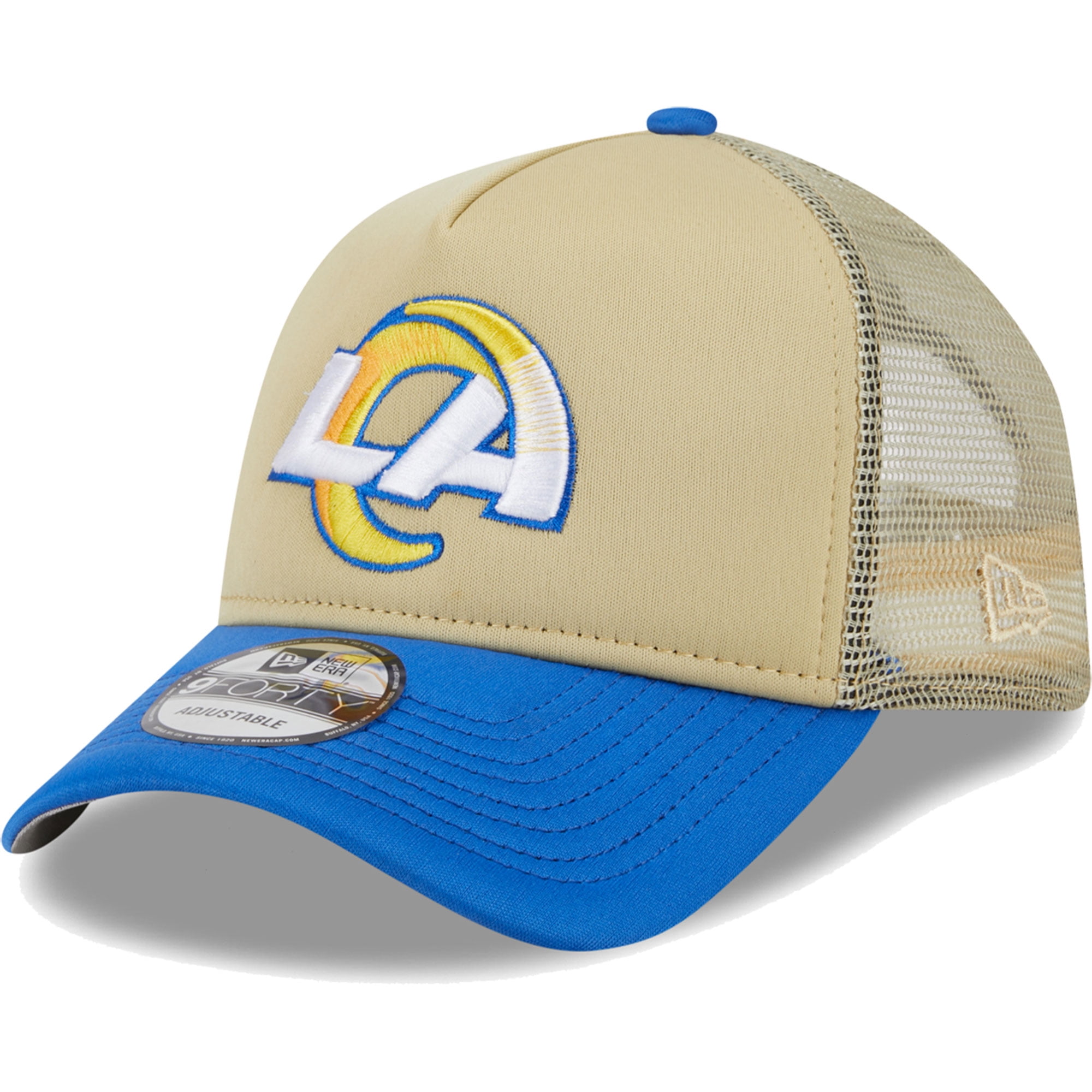 Men's New Era Tan/Royal Los Angeles Rams All Day A-Frame Trucker 9FORTY ...
