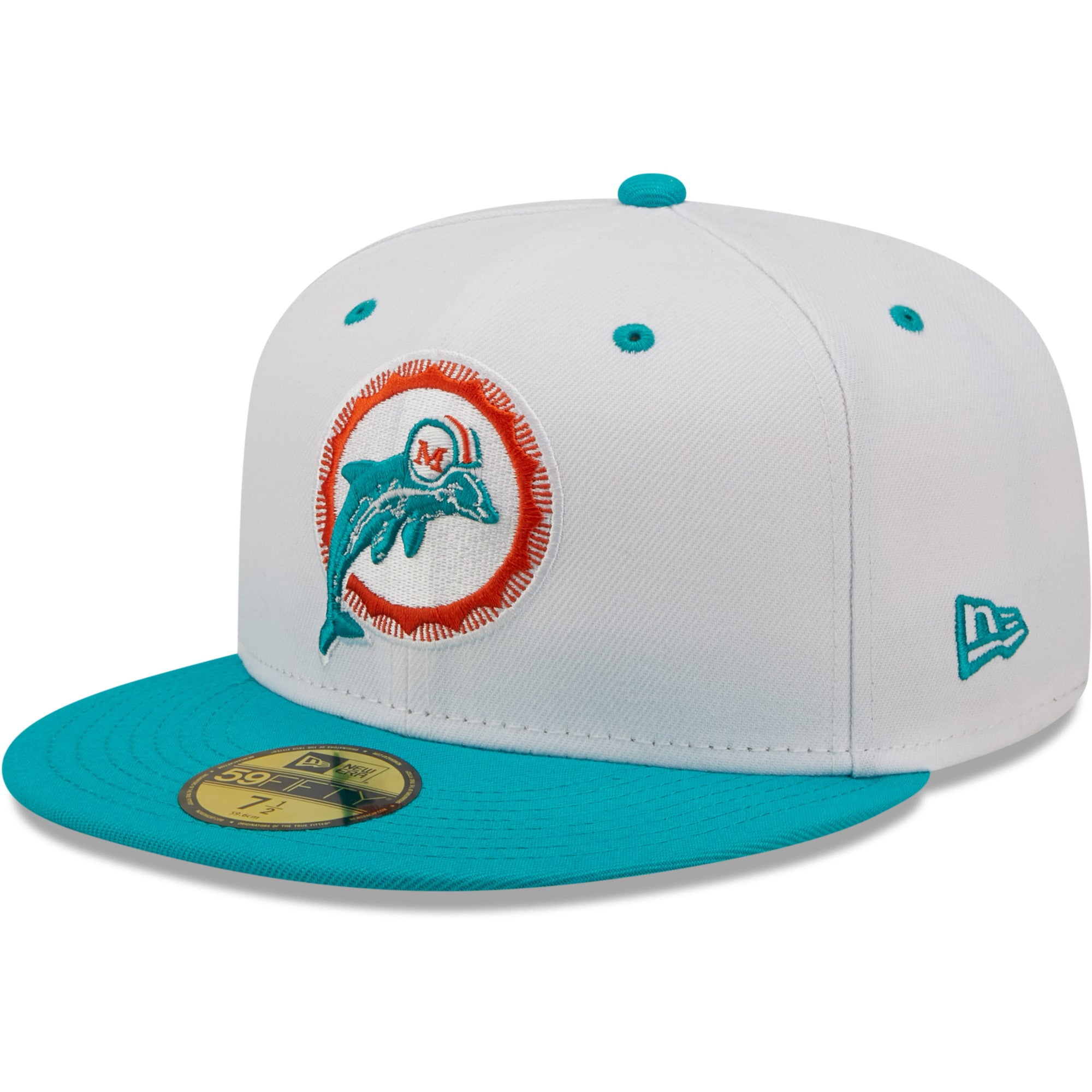 Men's New Era White/Aqua Miami Dolphins Flipside 2Tone 59FIFTY Fitted ...