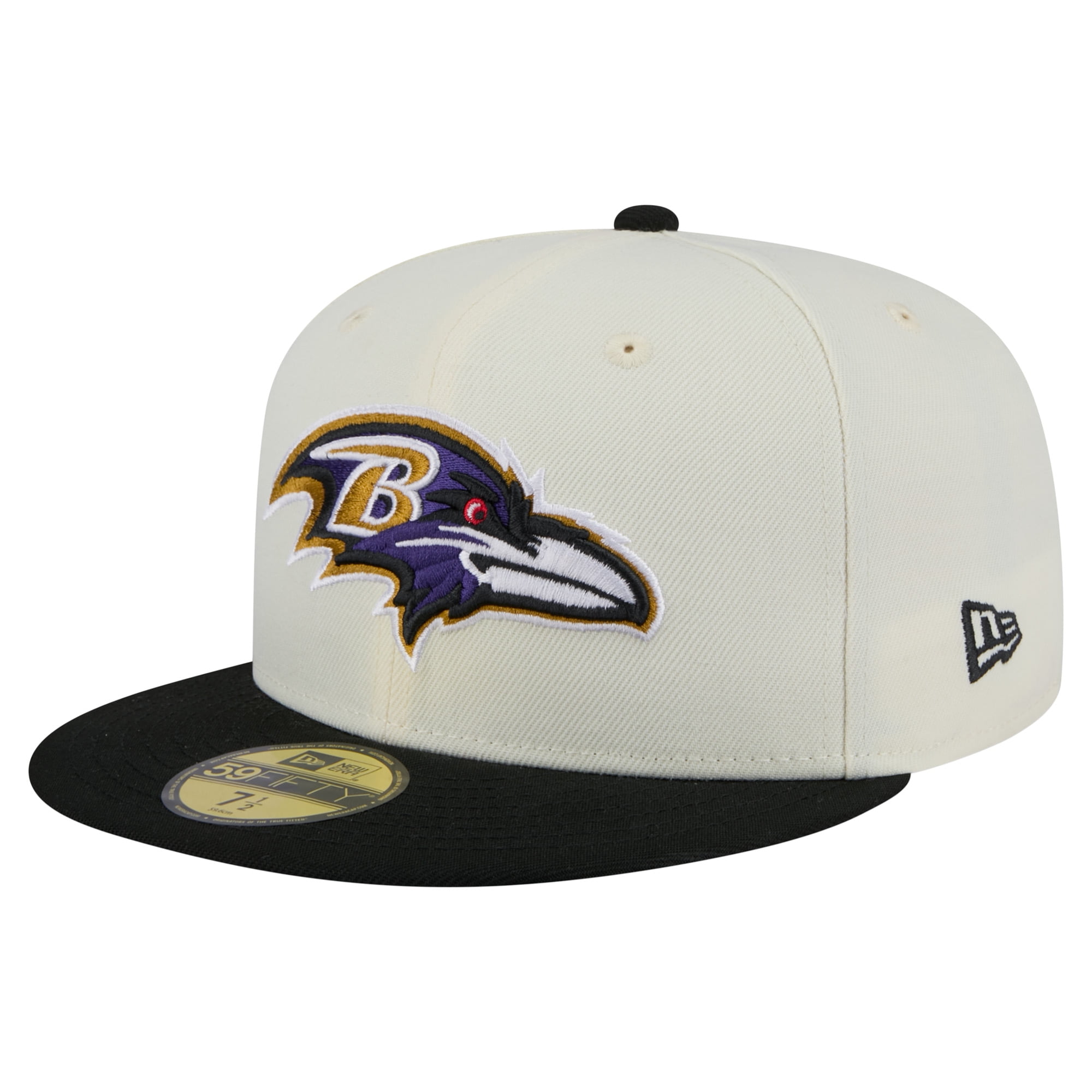 Men's New Era White/Black Baltimore Ravens Main 59FIFTY Fitted Hat ...