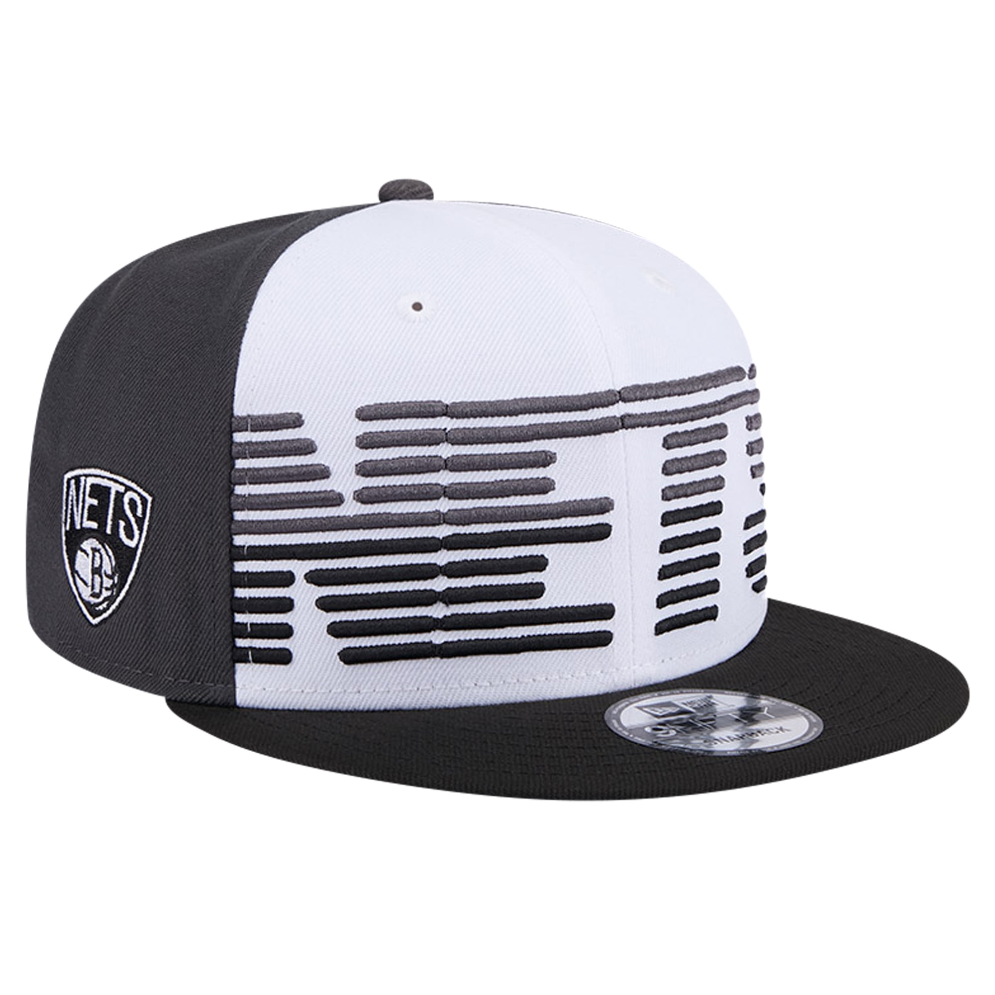 Men's New Era White/Black Brooklyn Nets Throwback Gradient Tech Font ...