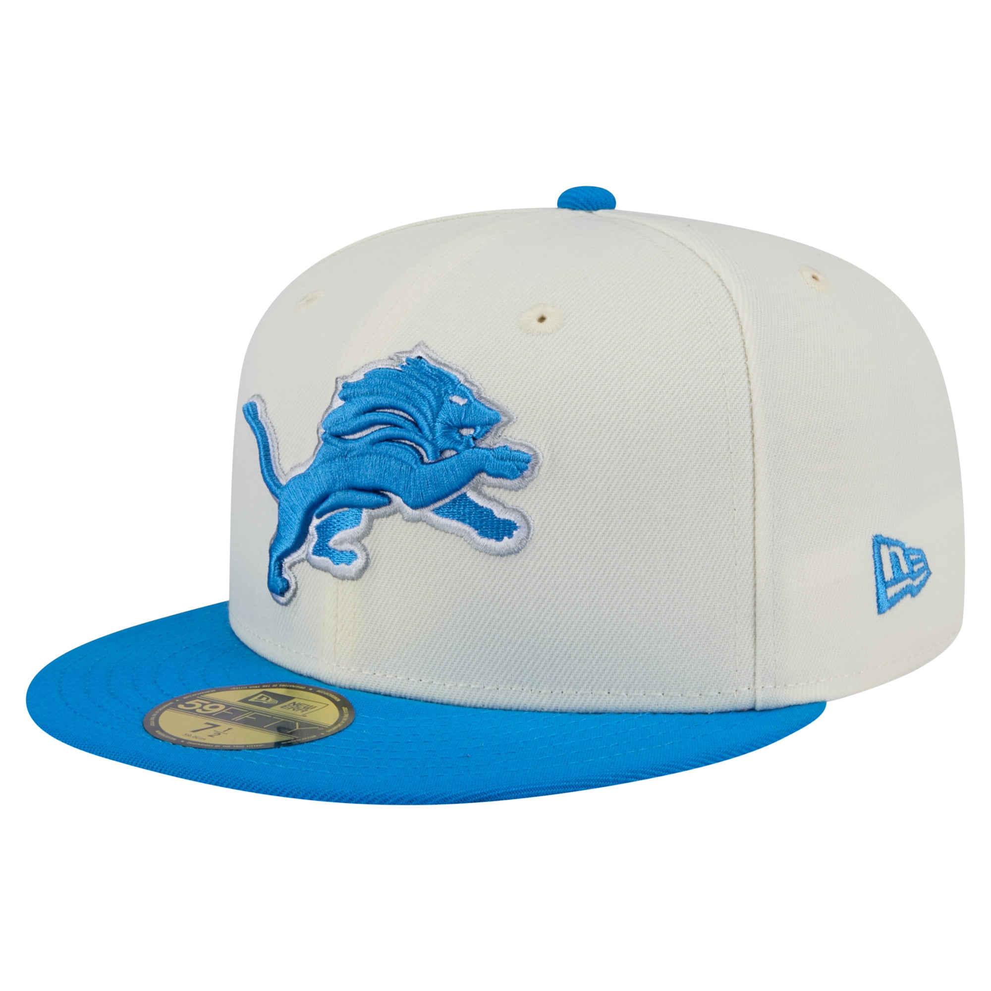 Men's New Era Cream/Blue Detroit Lions Main 59FIFTY Fitted Hat ...