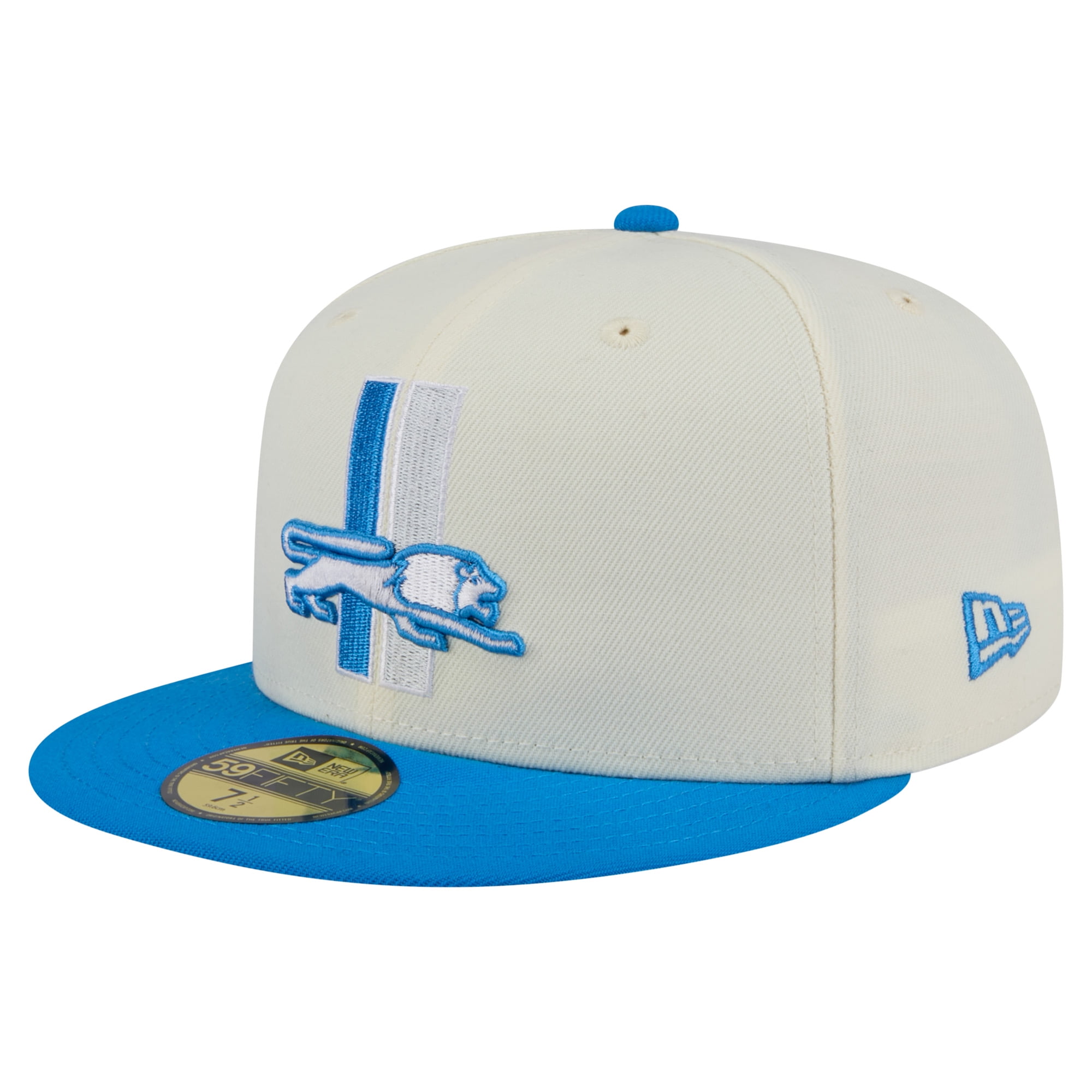 Men's New Era Cream/Blue Detroit Lions Main 59FIFTY Fitted Hat ...