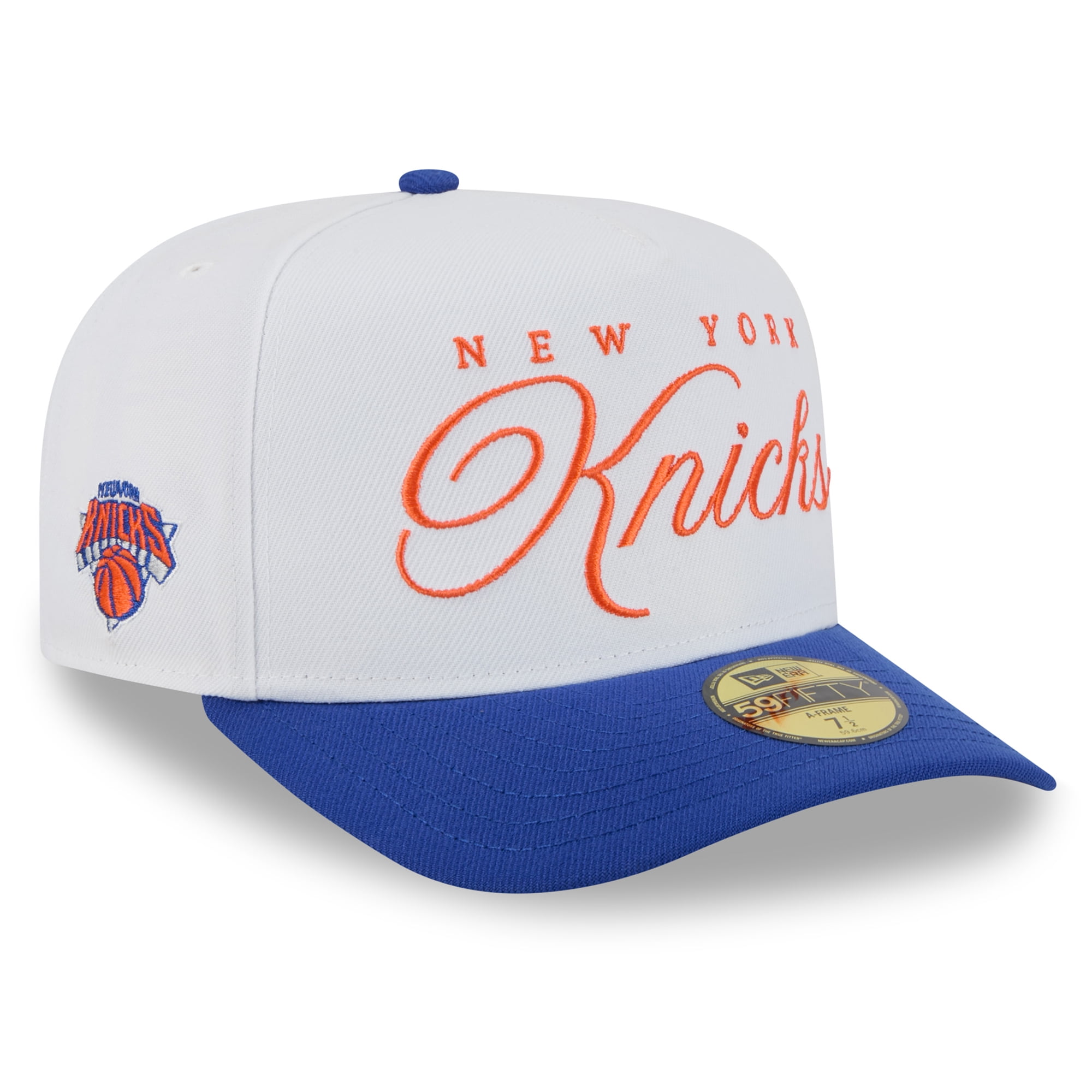 Men's New Era White/Blue New York Knicks 2025 NBA Draft A-Frame 59FIFTY ...