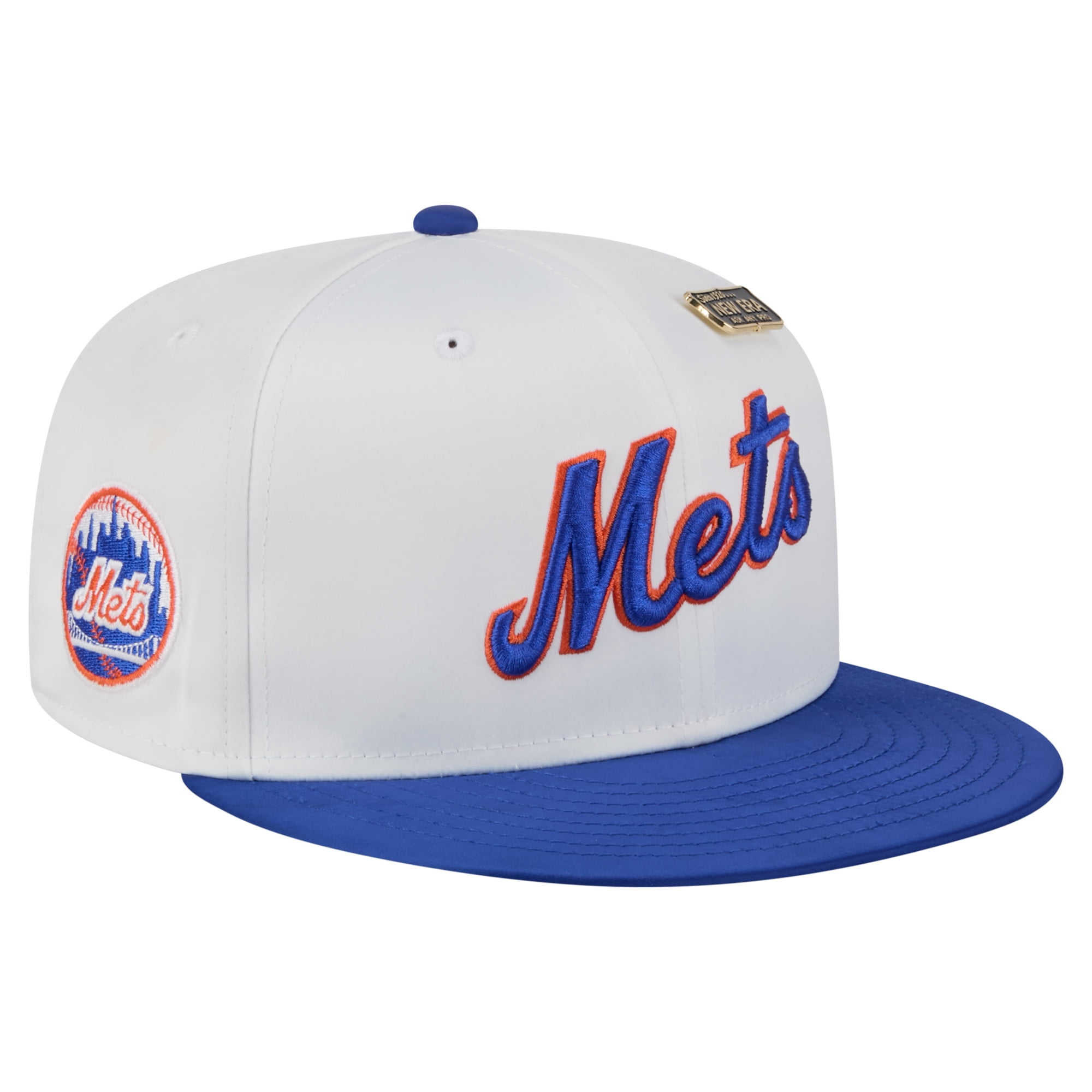 Men's New Era White/Blue New York Mets Satin 59FIFTY Fitted Hat ...