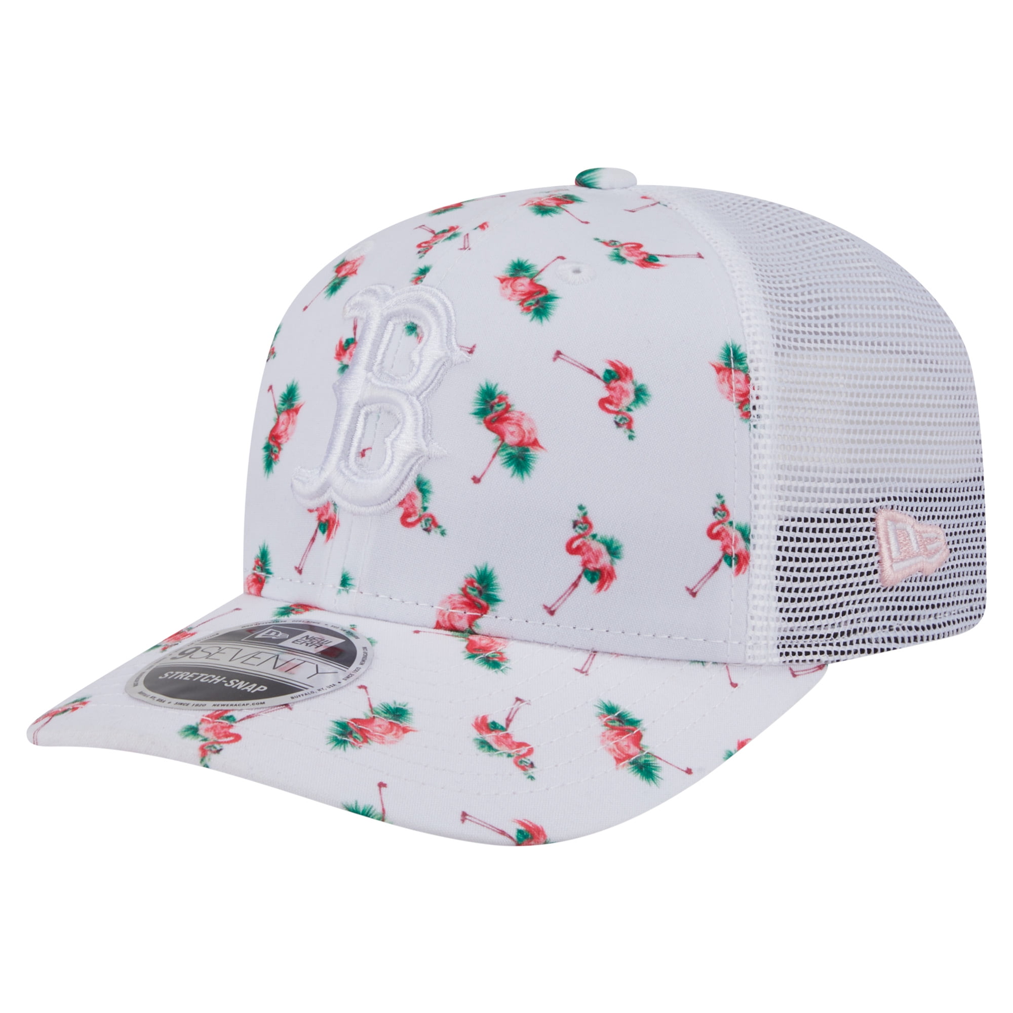 Men's-New Era White Boston Red Sox Flamingo Mesh Back 9SEVENTY Stretch ...