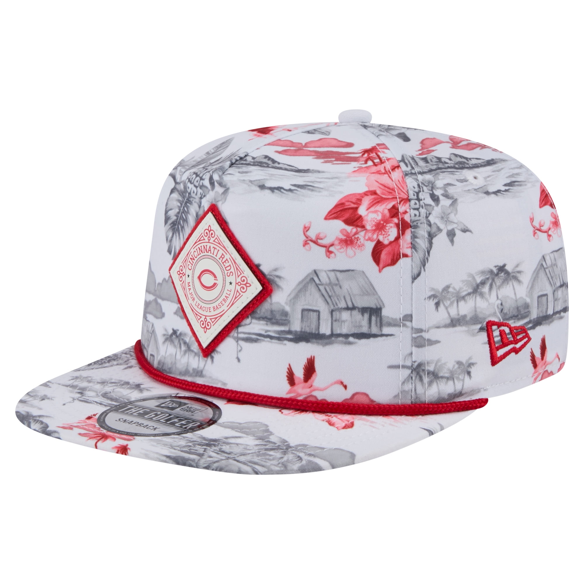 Men's New Era White Cincinnati Reds Printed Island Golfer Snapback Hat ...