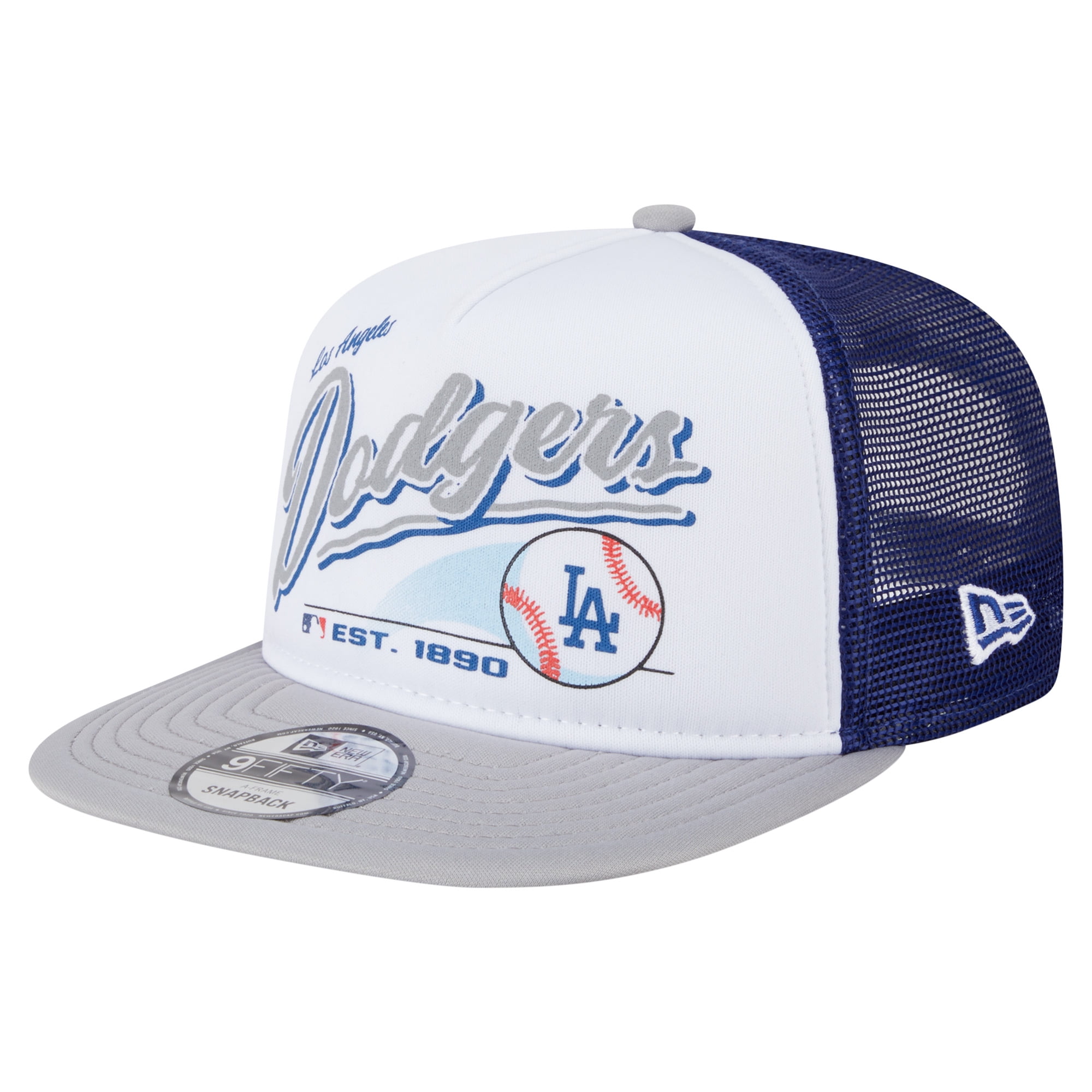 Men's New Era White/Gray Los Angeles Dodgers Retro Script Trucker ...