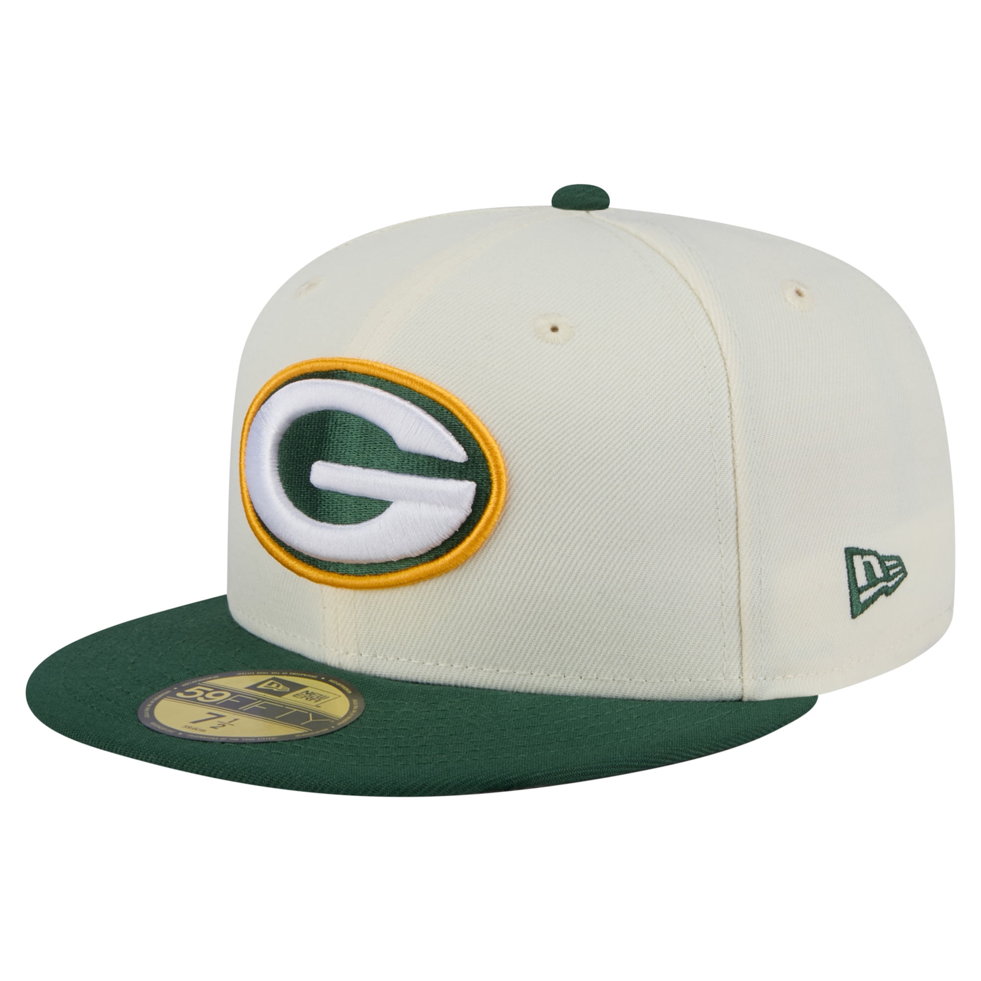 Men's New Era Cream/Green Green Bay Packers Main 59FIFTY Fitted Hat ...