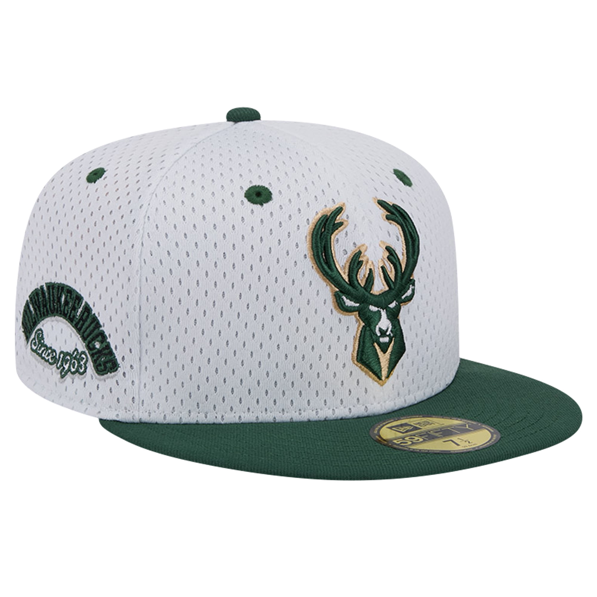 Men's New Era White/Hunter Green Milwaukee Bucks Throwback 2Tone ...