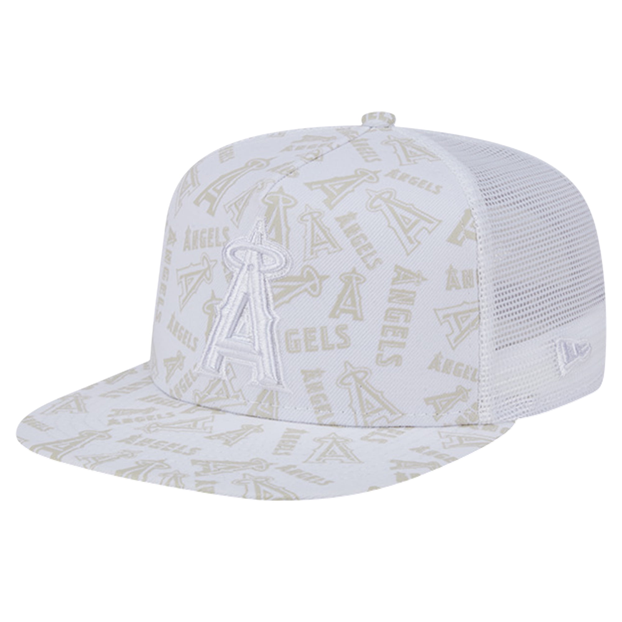 Men's New Era White Los Angeles Angels Logo Dunes A-Frame Trucker ...