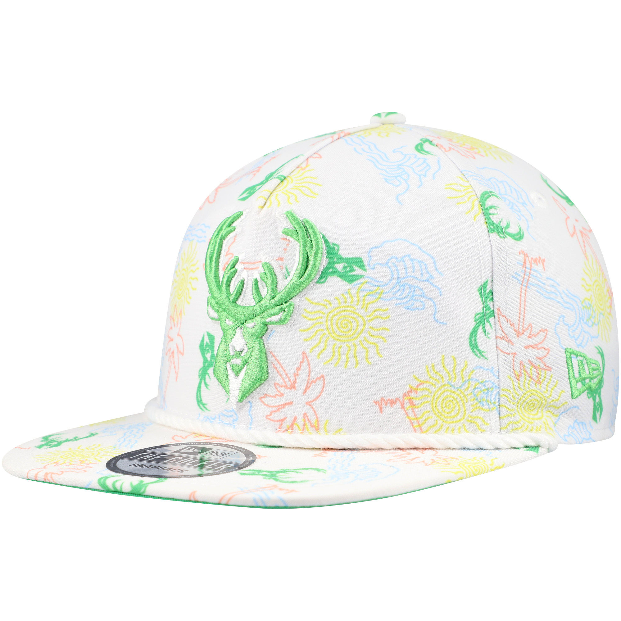 Men's New Era White Milwaukee Bucks Palm Trees and Waves Golfer ...