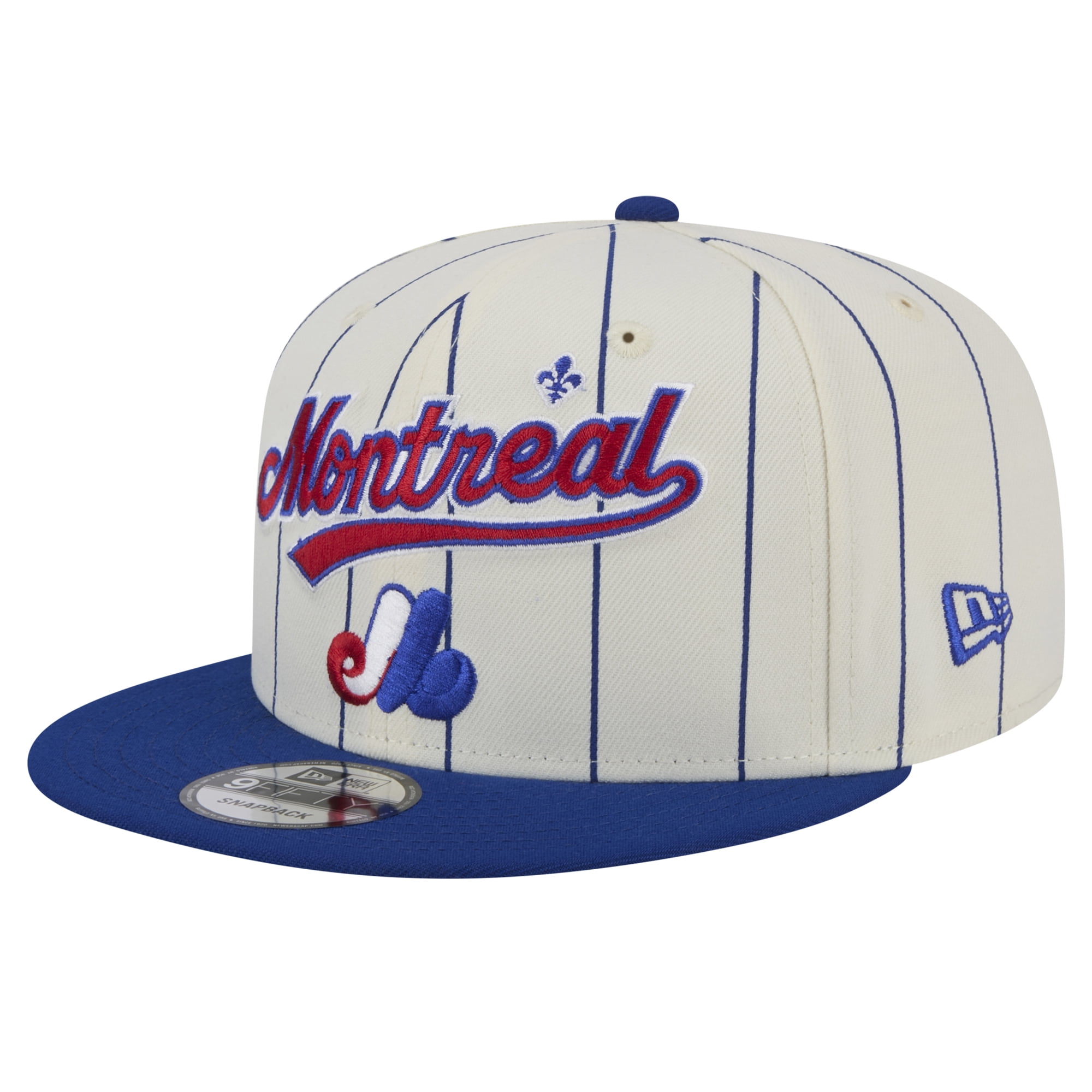 Men's New Era White Montreal Expos Jersey Pinstripe 9FIFTY Snapback Hat ...
