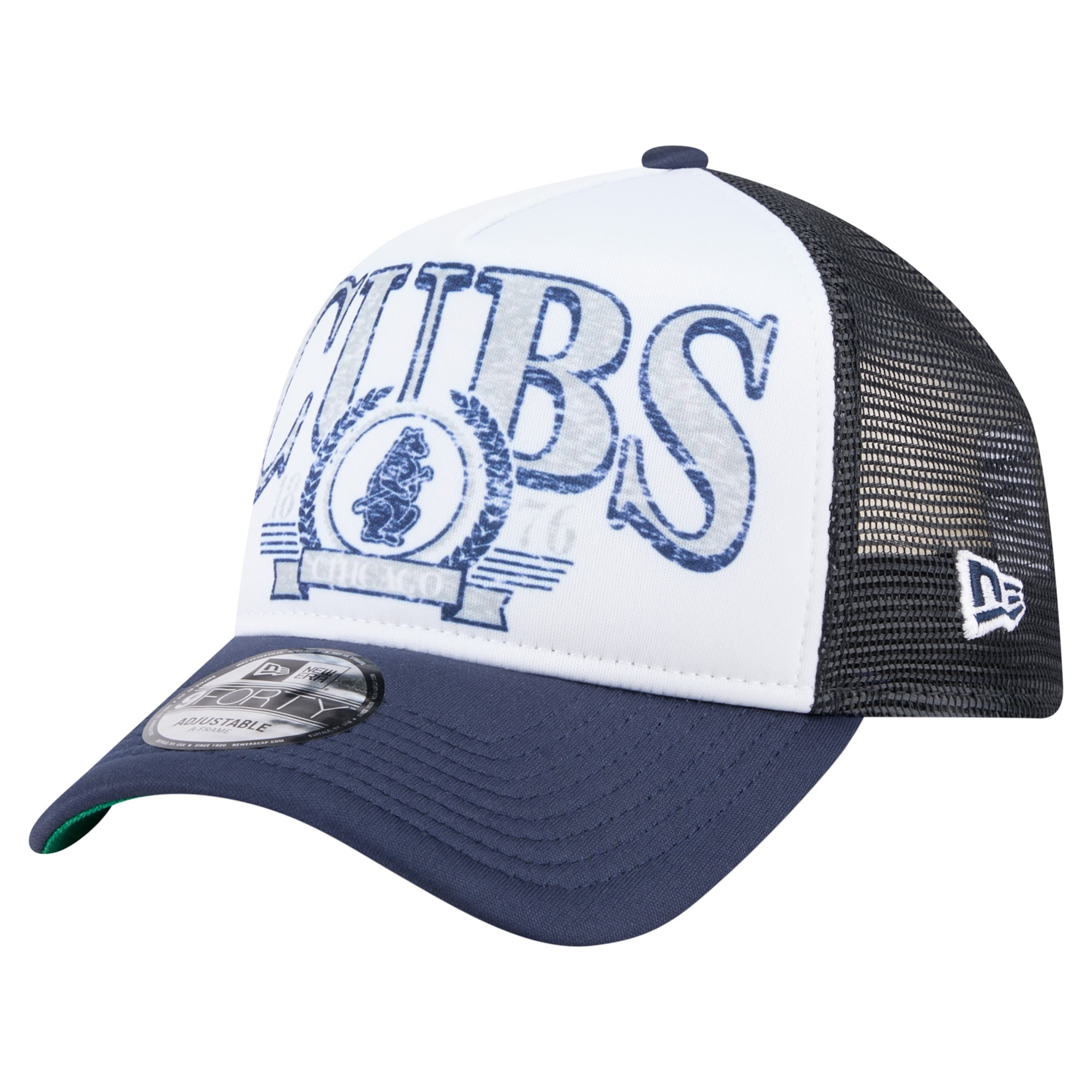 Men's New Era White/Navy Chicago Cubs Distressed 9FORTY A-Frame ...