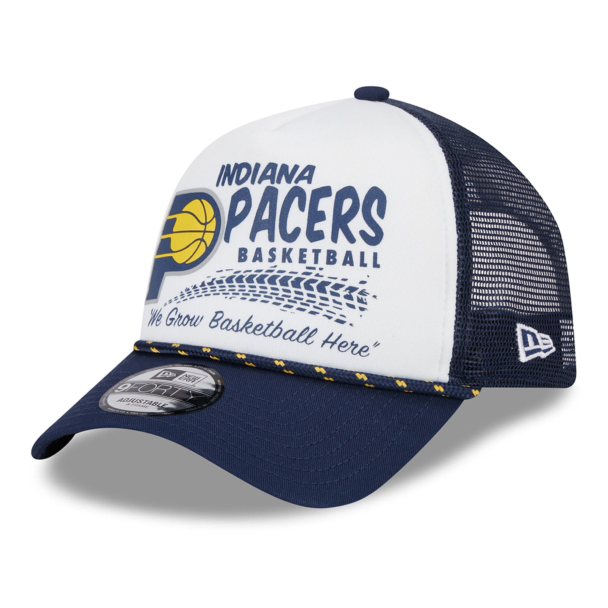 Men's New Era White/Navy Indiana Pacers Burnout Print A-Frame 9FORTY ...