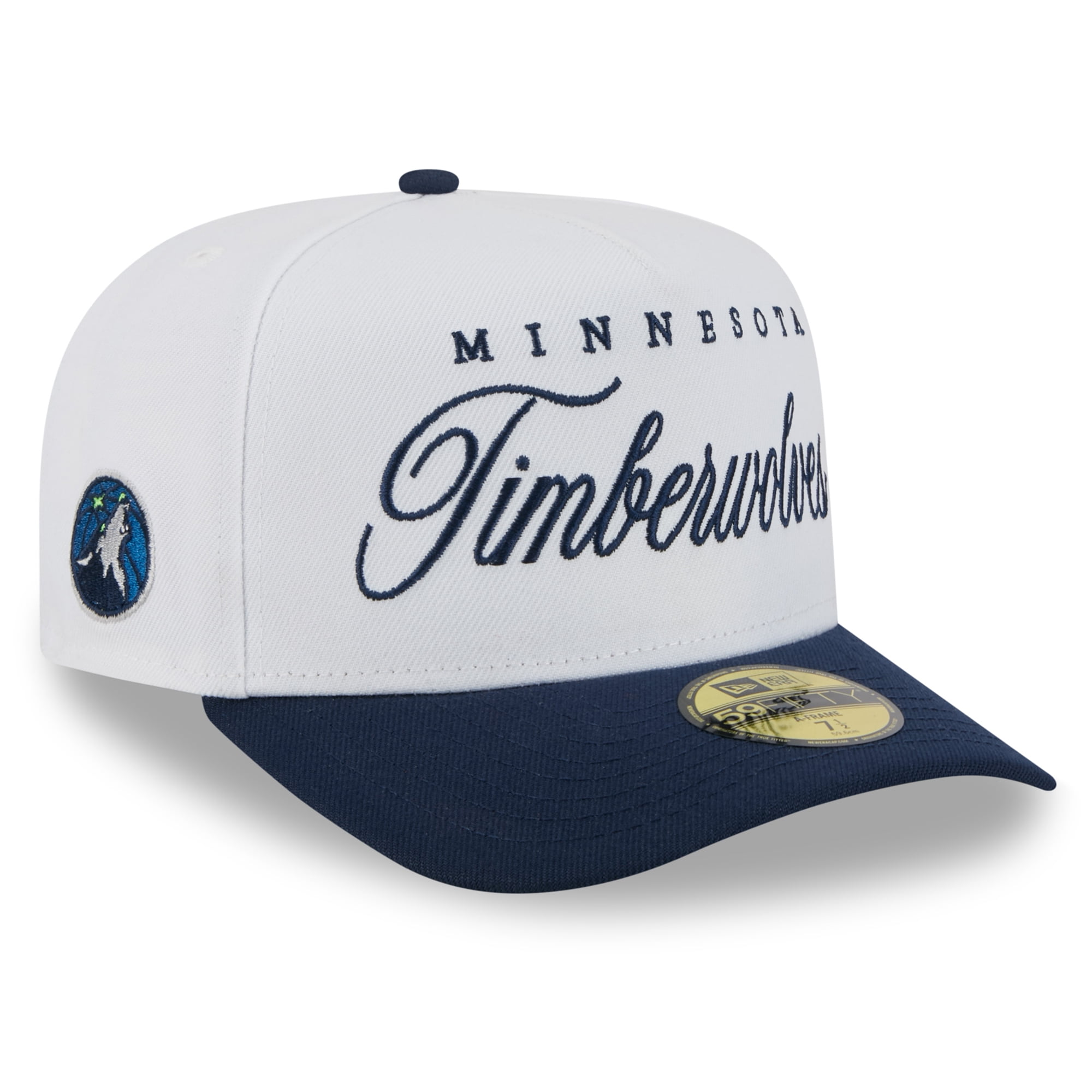 Men's New Era White/Navy Minnesota Timberwolves 2025 NBA Draft A-Frame ...