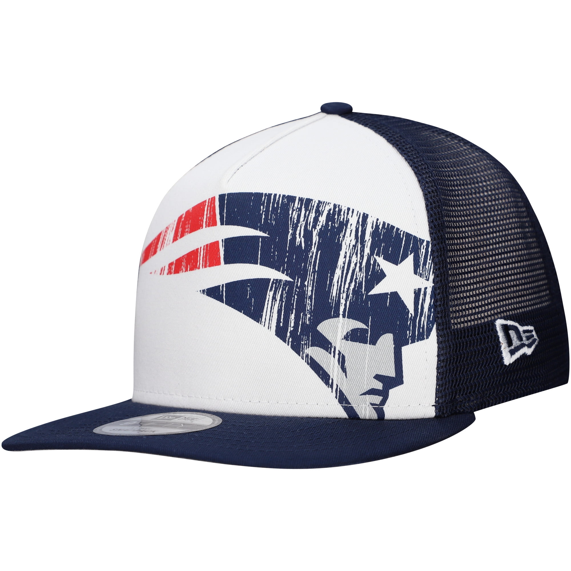 Men's New Era White/Navy New England Patriots Distressed 9FIFTY A-Frame ...