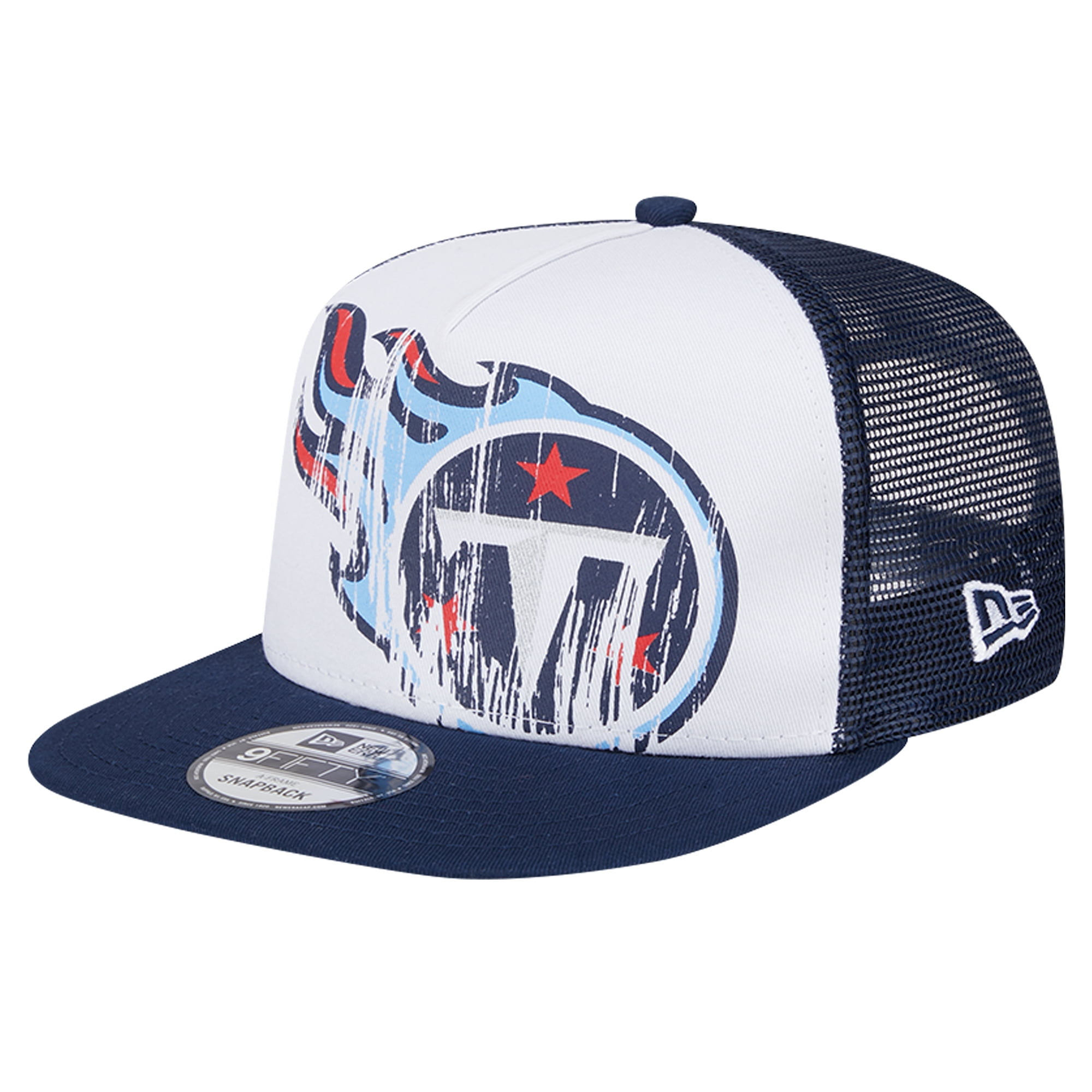 Men's New Era White/Navy Tennessee Titans Distressed 9FIFTY A-Frame ...