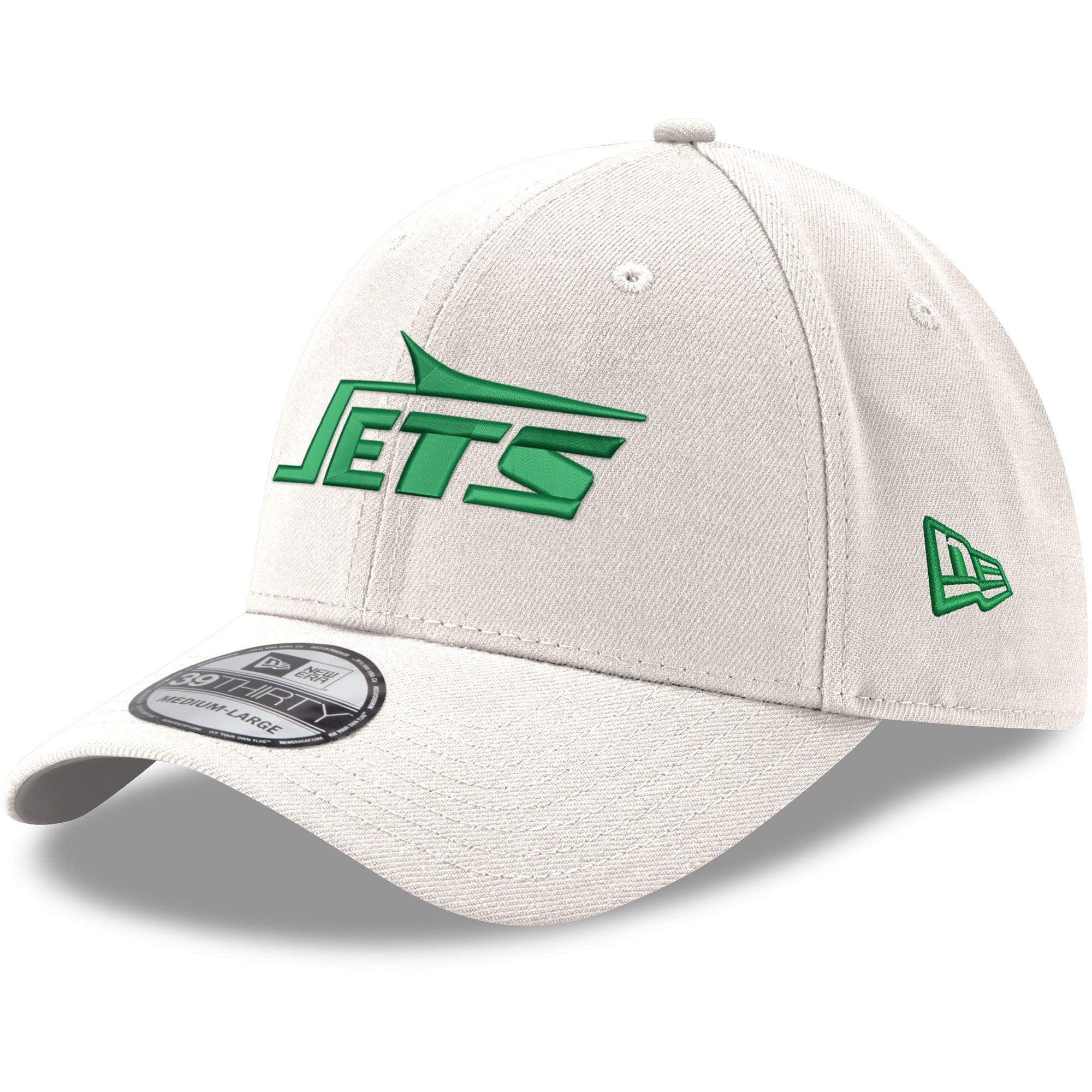 Men's New Era White New York Jets Throwback Wordmark Iced II 39THIRTY ...