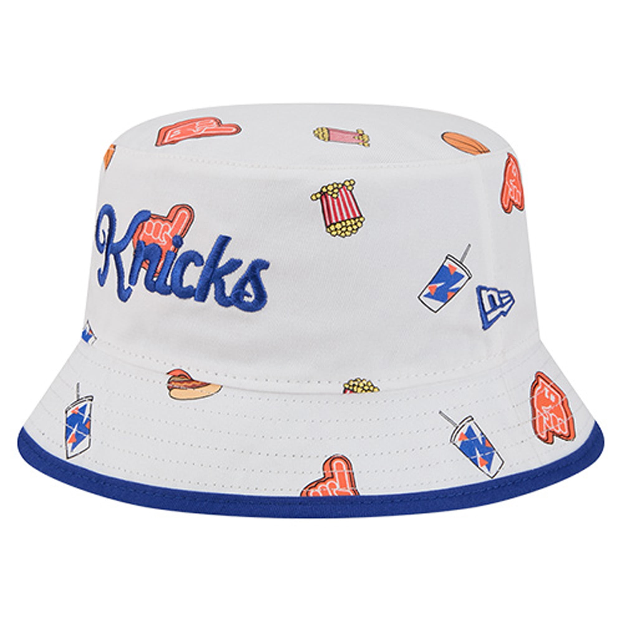 Men's New Era White New York Knicks Team Cheer Reversible Bucket Hat ...