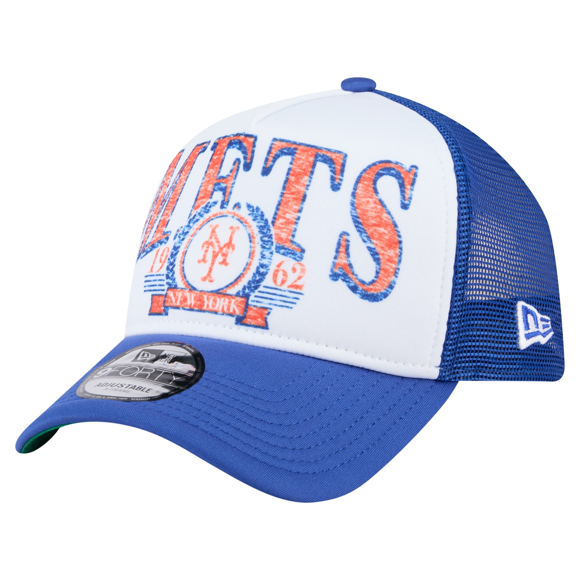 Men's New Era White New York Mets Distressed 9FORTY A-Frame Adjustable ...