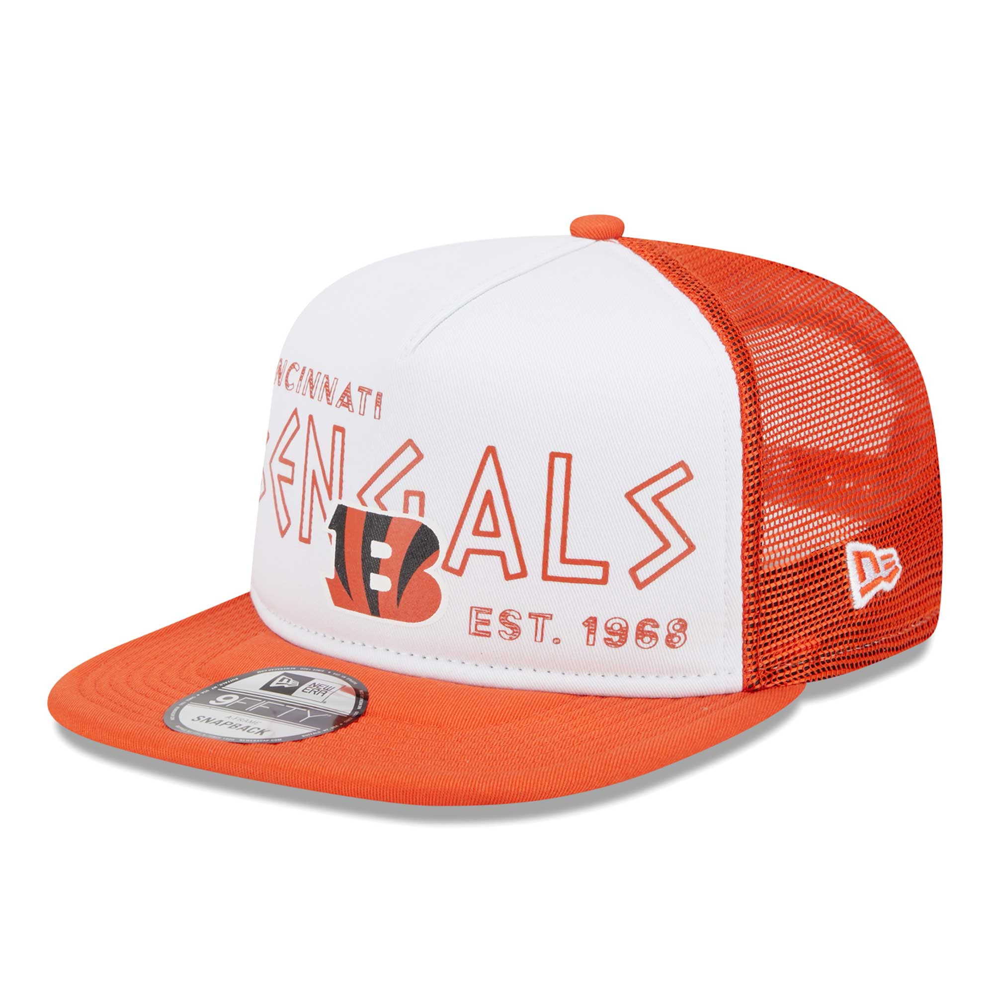 Men's New Era White/Orange Cincinnati Bengals Banger 9FIFTY Trucker ...