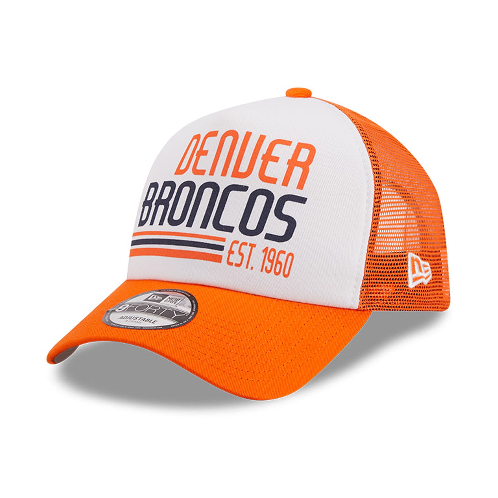 Men's New Era White/Orange Denver Broncos Stacked A-Frame Trucker ...