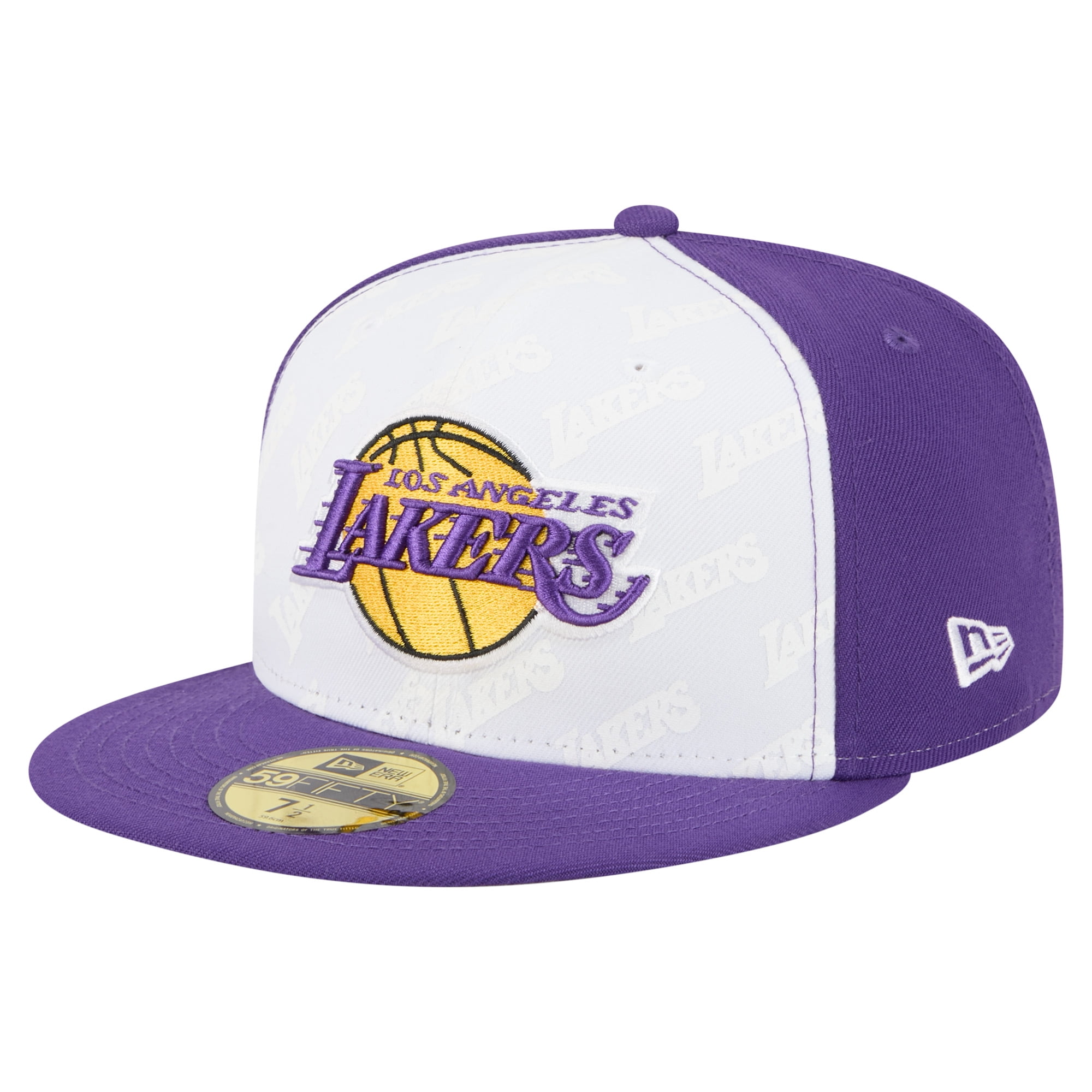 Men's New Era White/Purple Los Angeles Lakers Repeat 59Fifty Fitted Hat ...