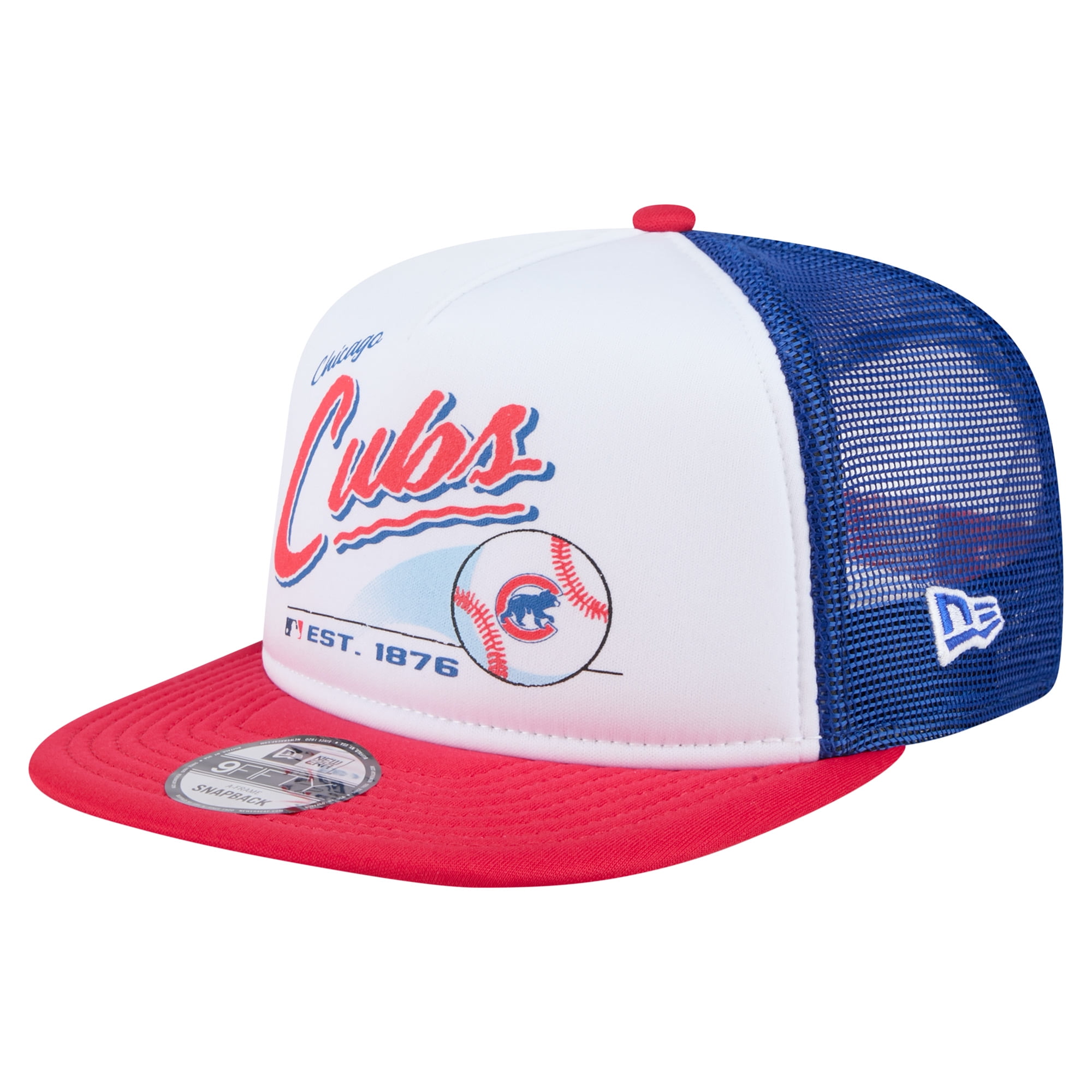 Men's New Era White/Red Chicago Cubs Retro Script Trucker 9FIFTY ...