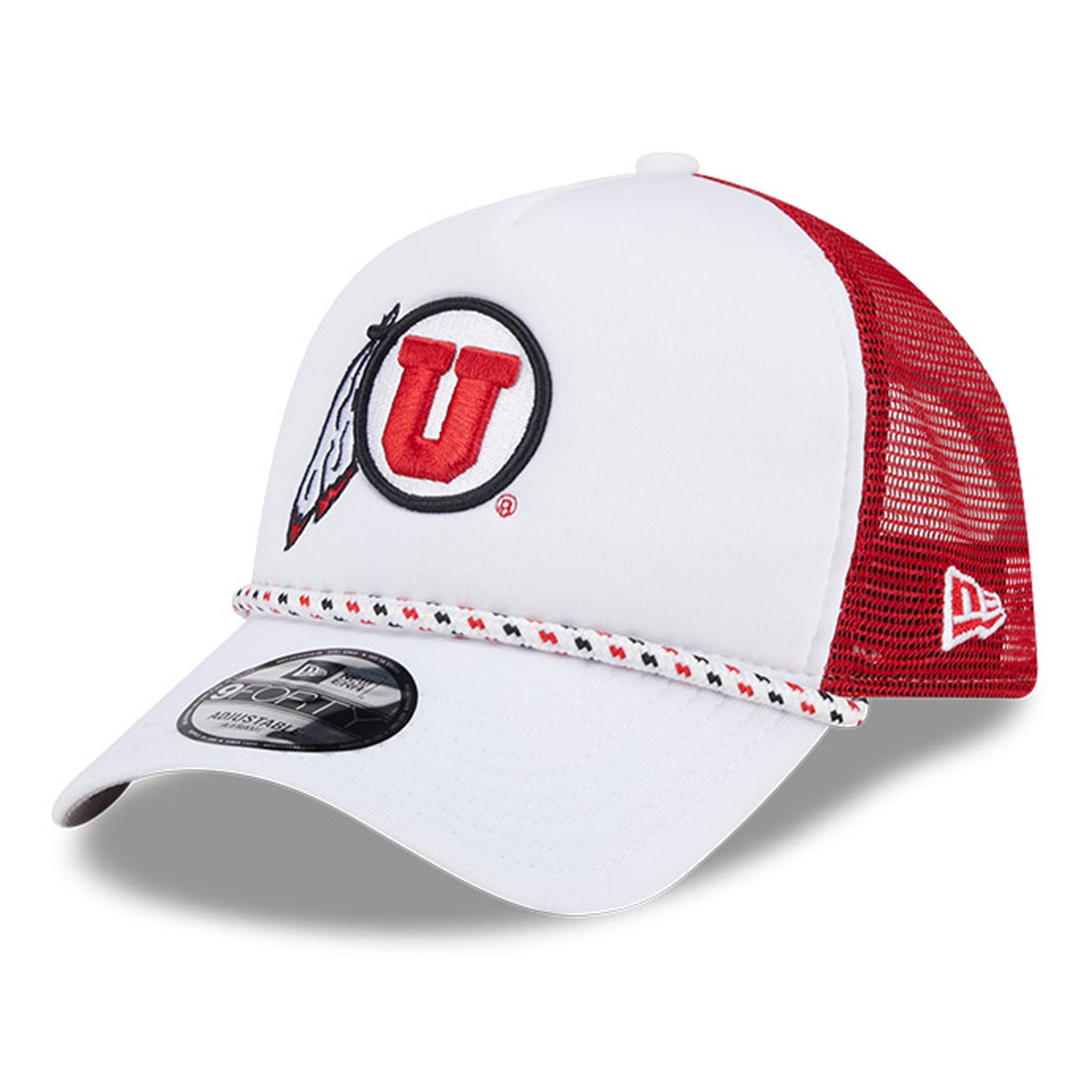 Men's New Era White/Red Utah Utes Court Sport Foam A-Frame 9FORTY ...